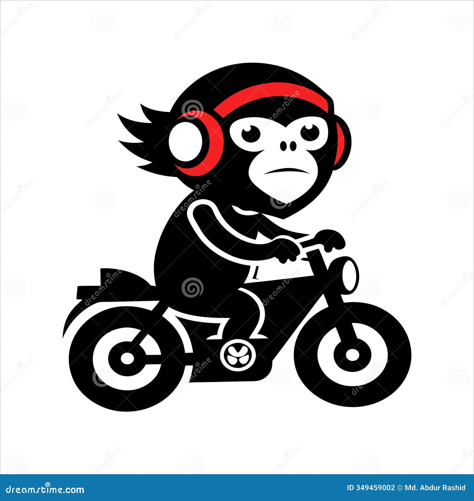 Monkey on Motorcycle Listening To Music Cartoon Icon Stock Vector ...