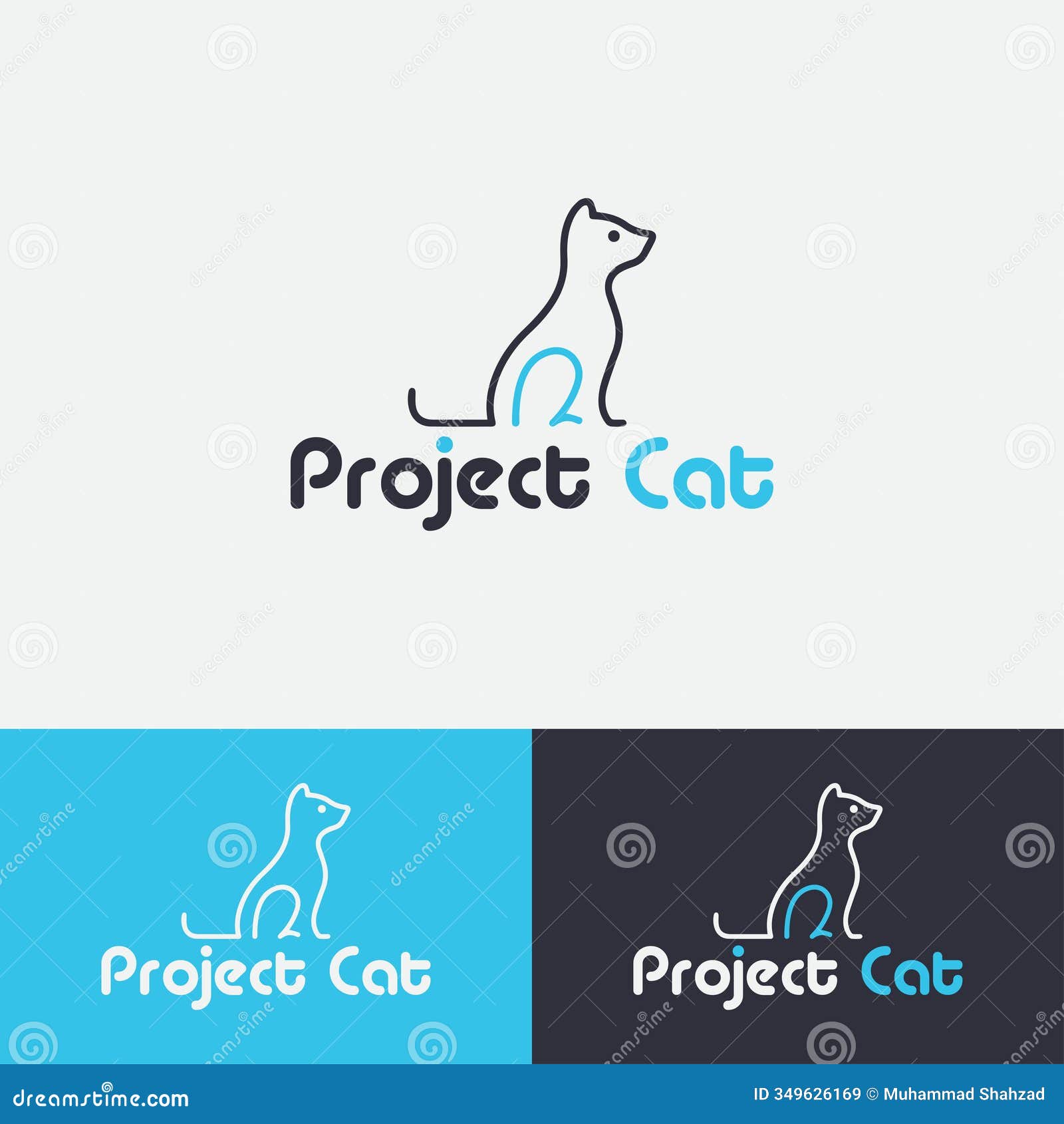 Project Cat Logo Design in Vector Stock Vector - Illustration of vector ...