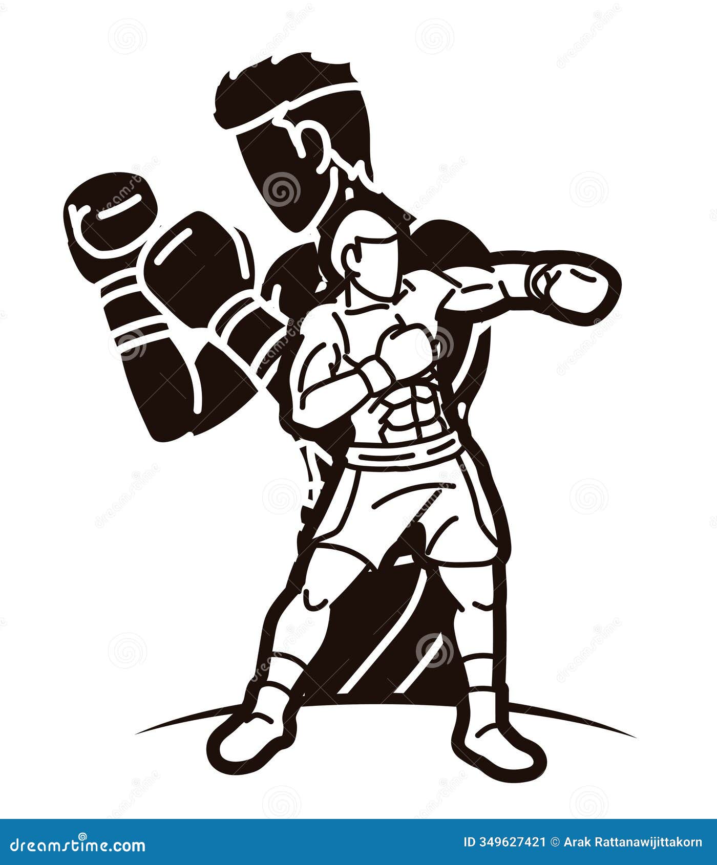 Boxing Sport Boxer Fighting Mix Action Cartoon Graphic Vector Stock ...