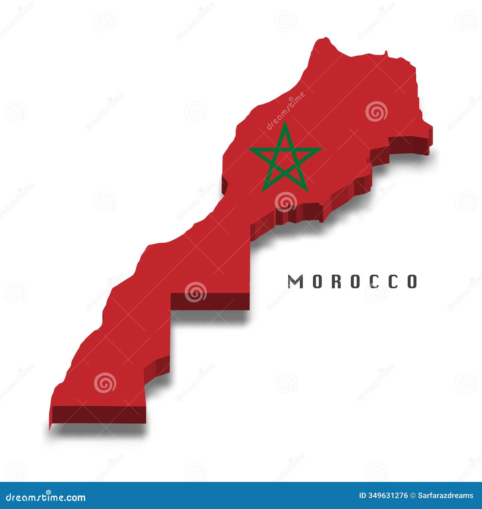 Morocco 3d Flag Map on White Background Stock Illustration ...