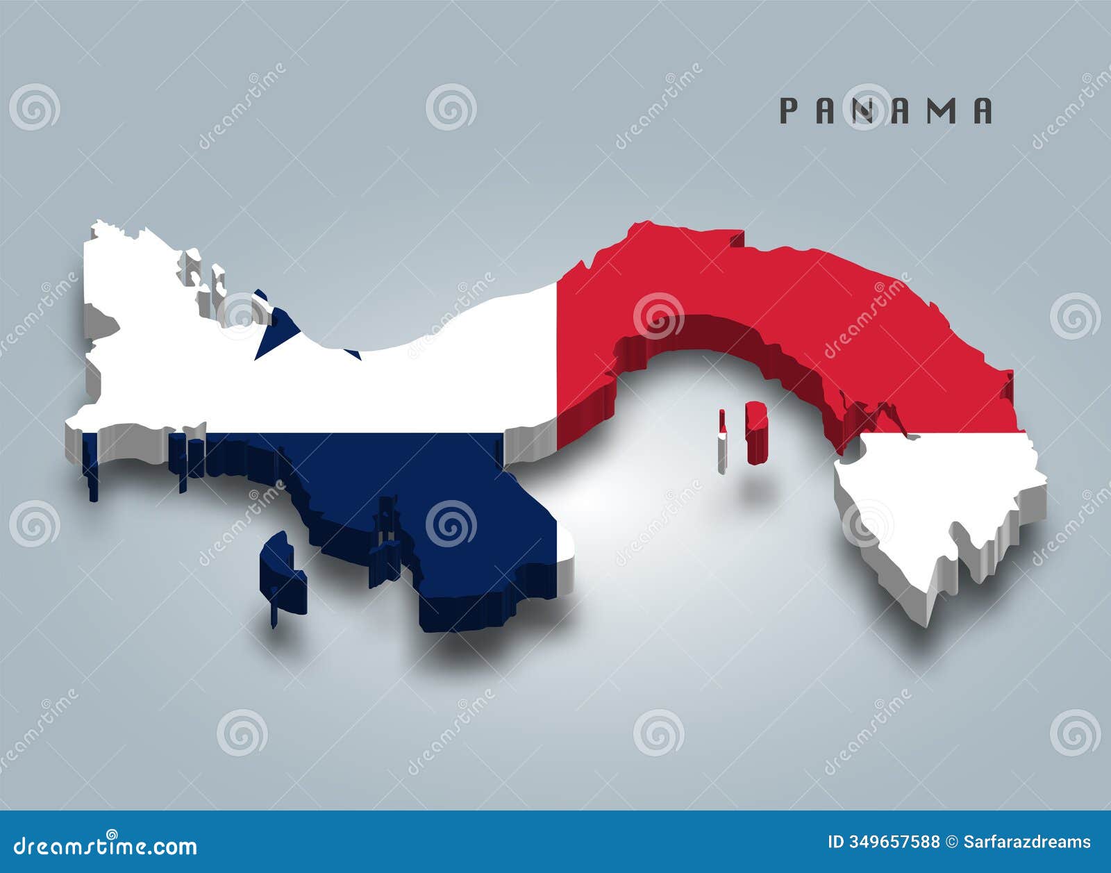 3D Map of Panama with National Flag - Detailed and Vibrant Design Stock ...