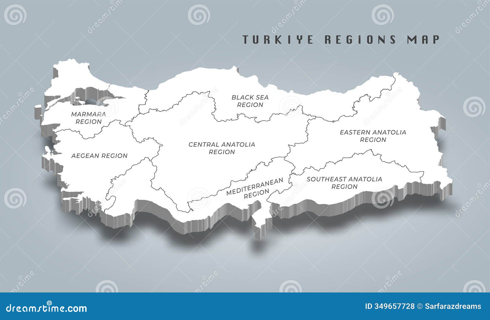 3D Isometric Map of Turkey Regions - Modern and Detailed Design Stock ...