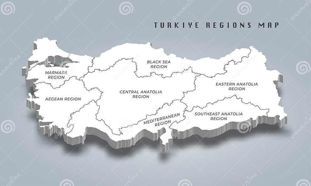 3D Isometric Map of Turkey Regions - Modern and Detailed Design Stock ...