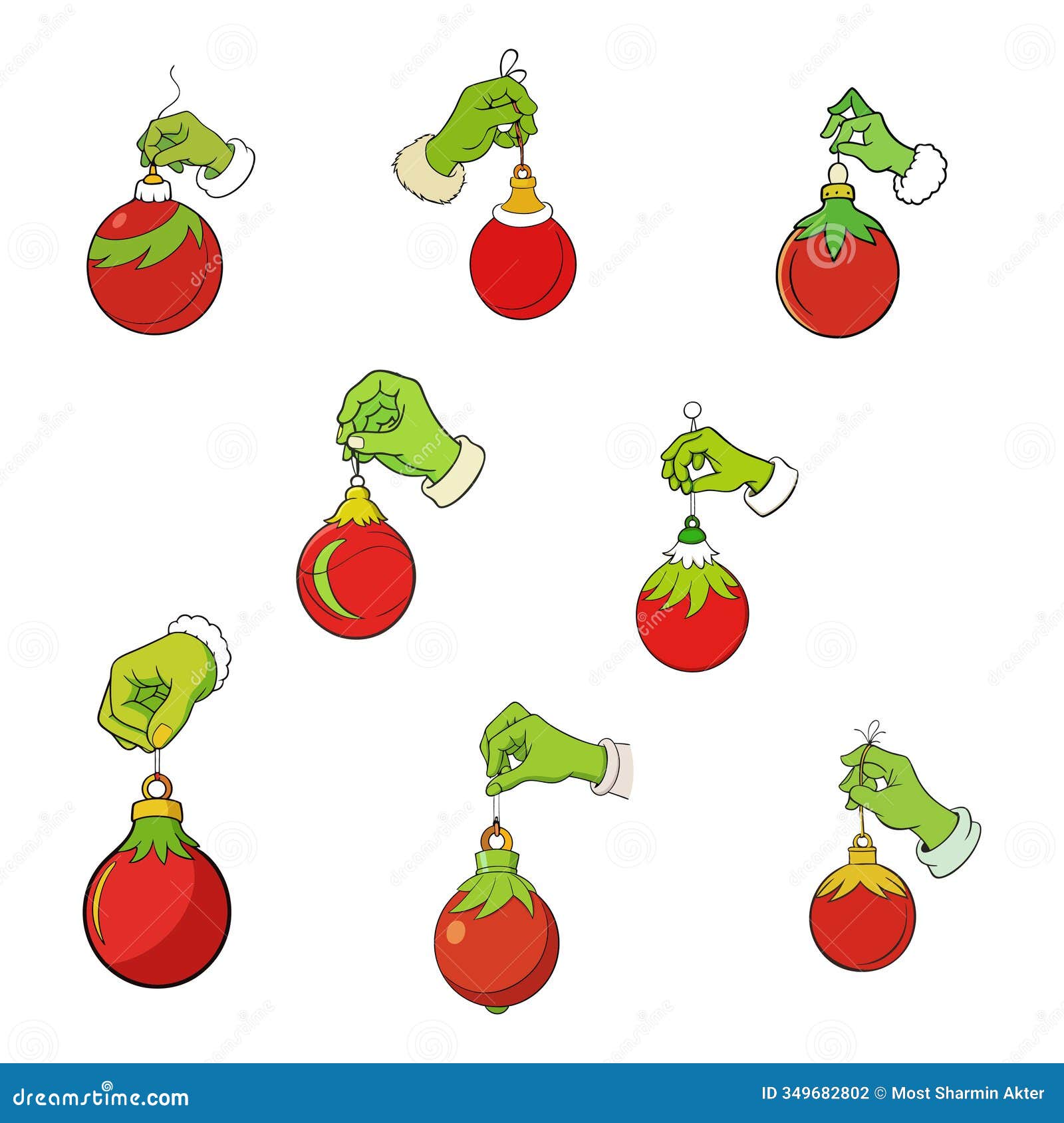 Grinch Hand Holding Christmas Ornament Vector Art. Stock Vector ...