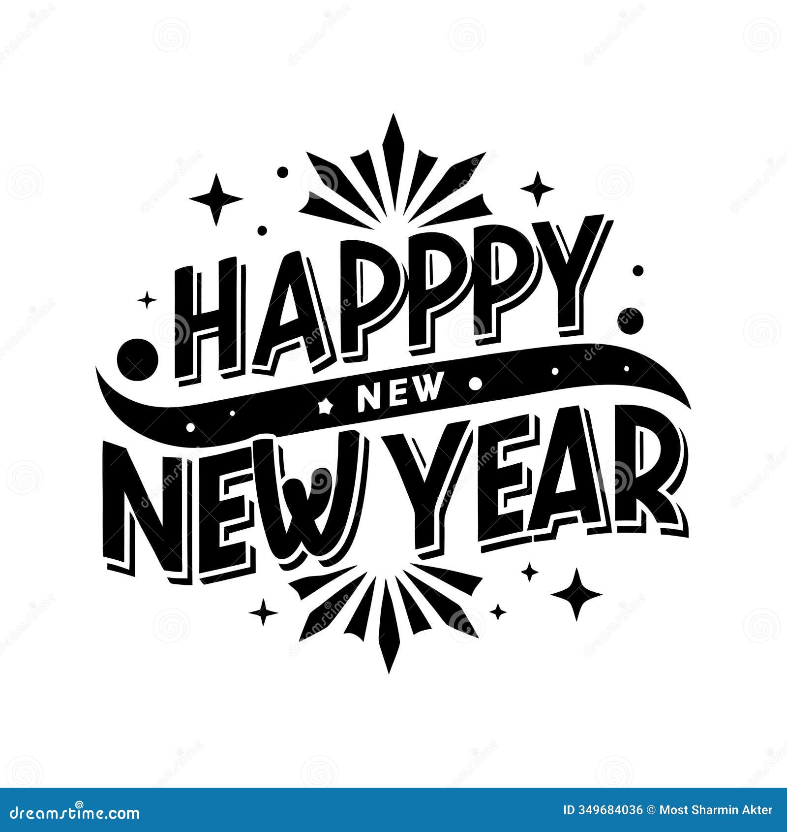 Happy New Year Text Vector Design. Stock Vector - Illustration of ...