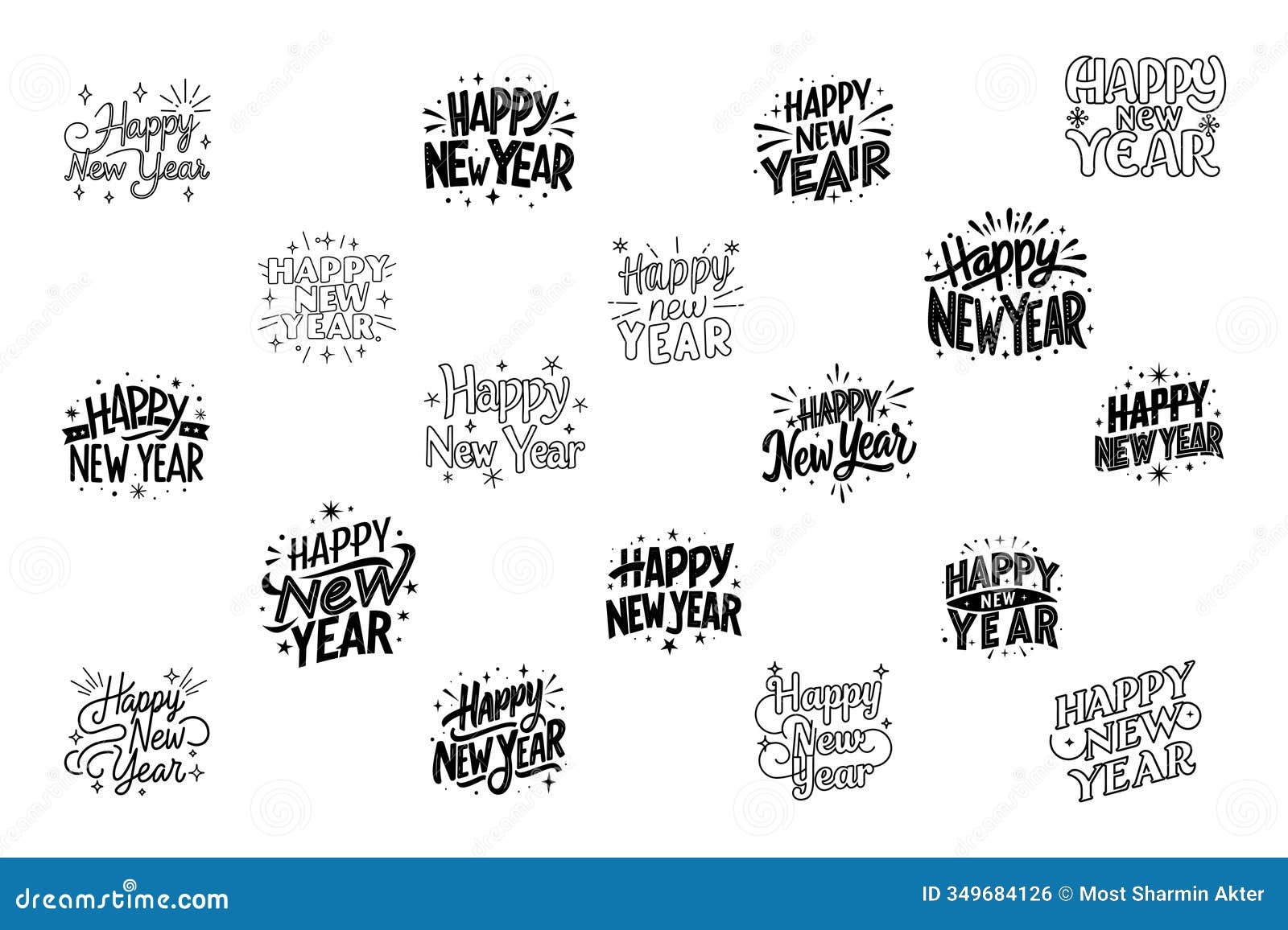 Happy New Year Text Vector Design. Stock Vector - Illustration of ...