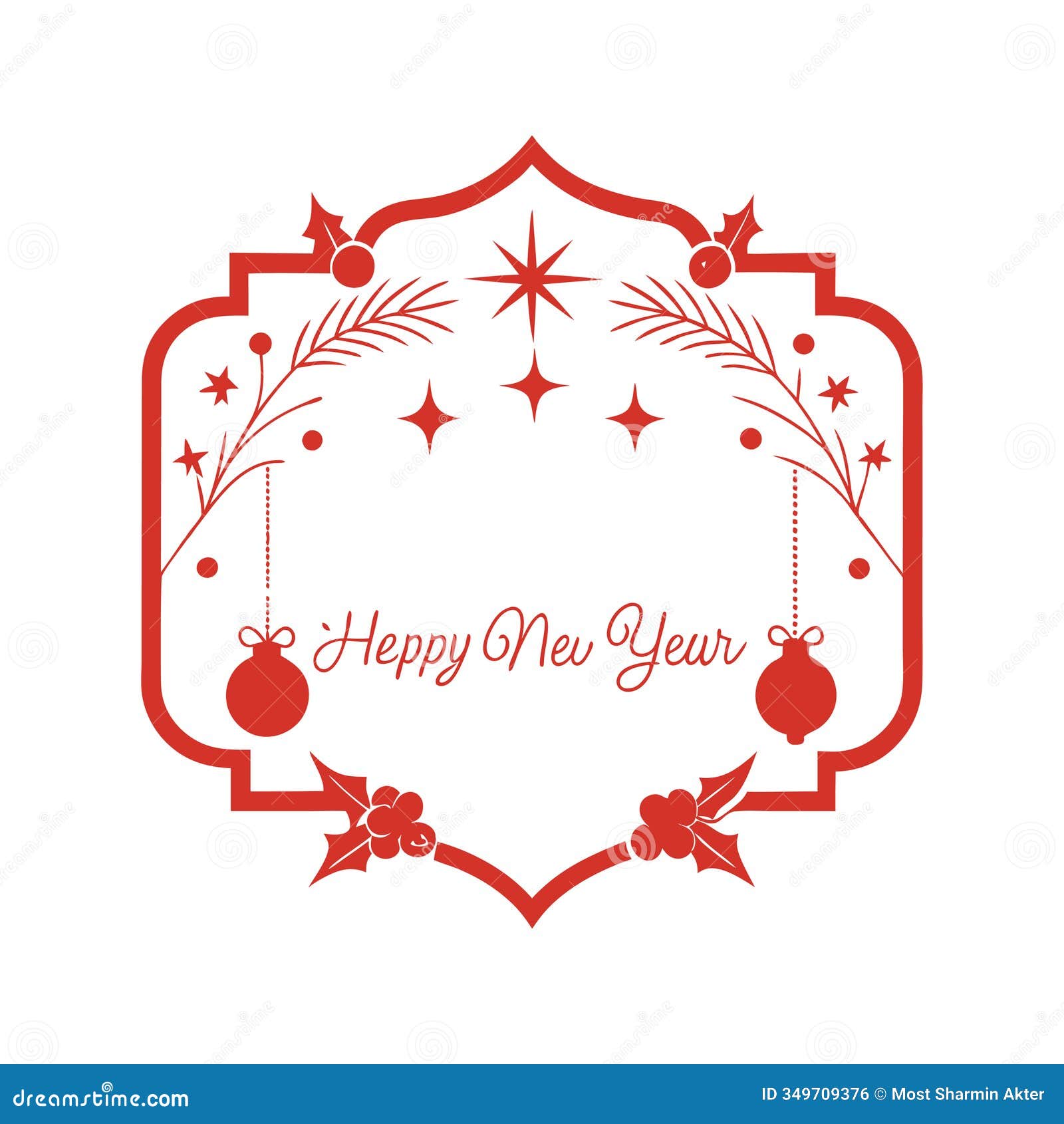 Festive Happy New Year Border Vector Design. Stock Illustration ...