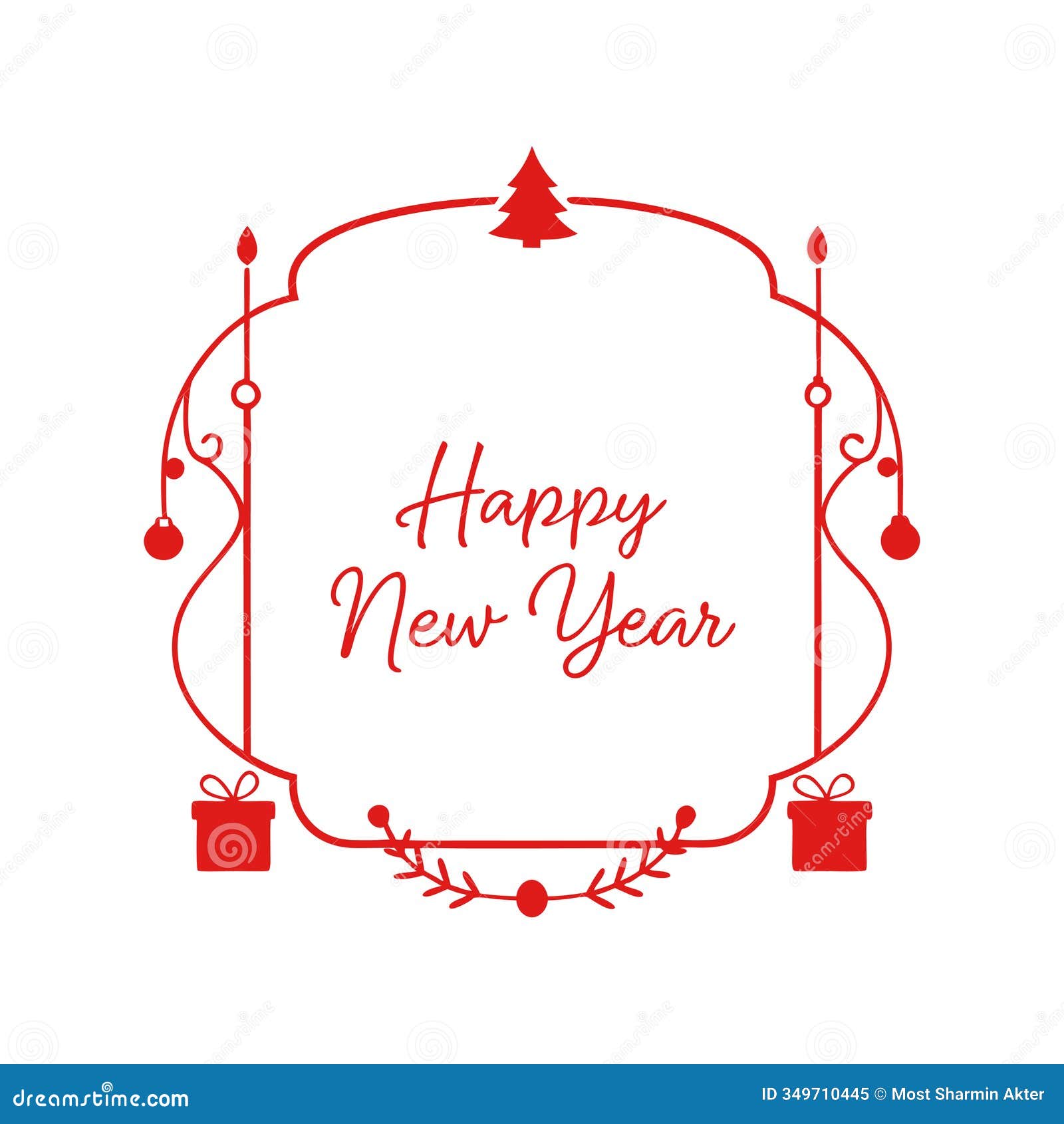 Festive Happy New Year Border Vector Design. Stock Vector ...