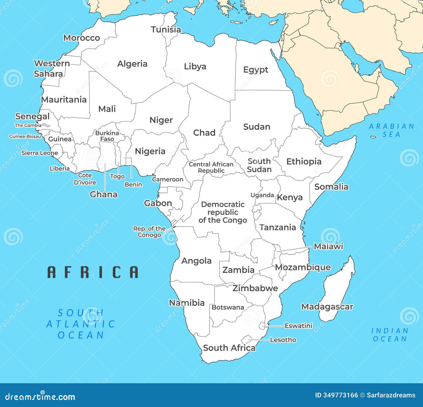 Political Map Of Madagascar Isolated On Transparent Background Vector ...