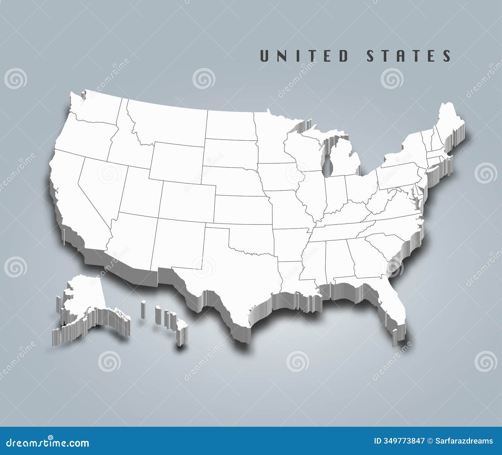 3D Map of the United States of America with Topographical Features ...