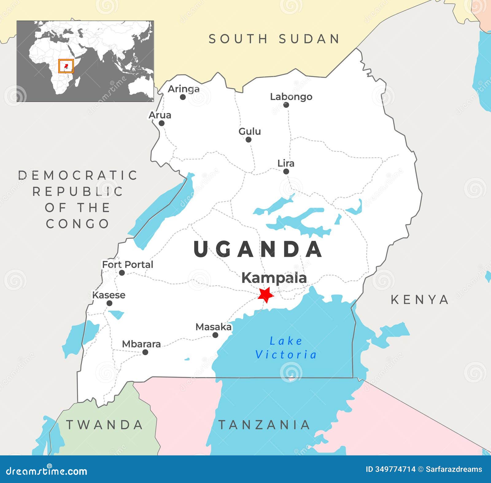 Arua Uganda Silhouette Map With Transparent Background Vector ...