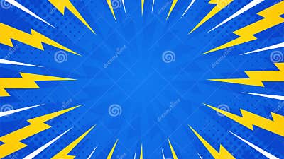 Abstract Blue Comic Lightning Effect Background with Halftone. Pop Art ...