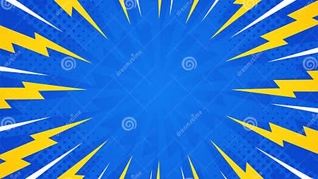 Abstract Blue Comic Lightning Effect Background with Halftone. Pop Art ...