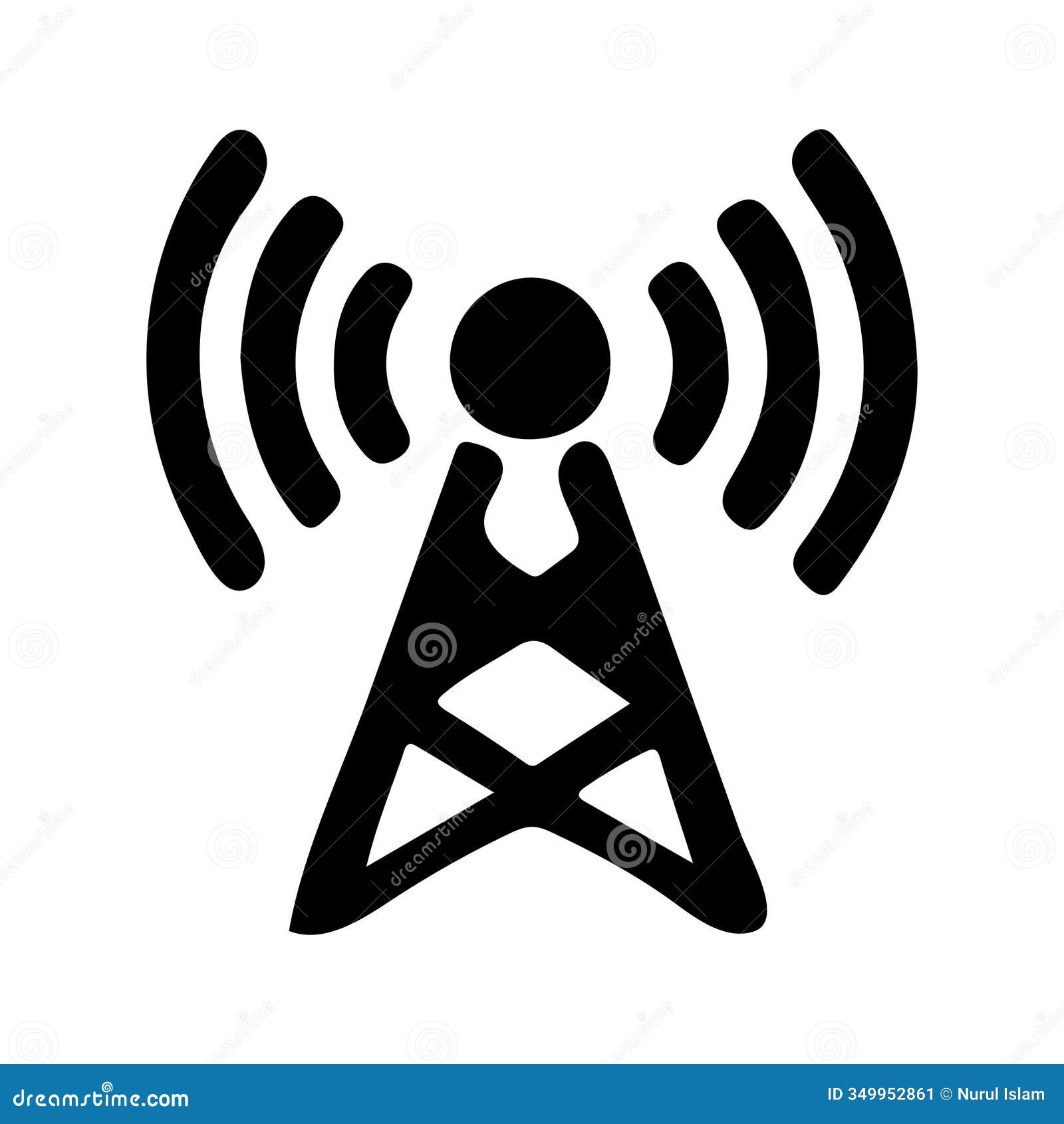 Simple Black and White Wireless Communication Icon. Stock Vector ...