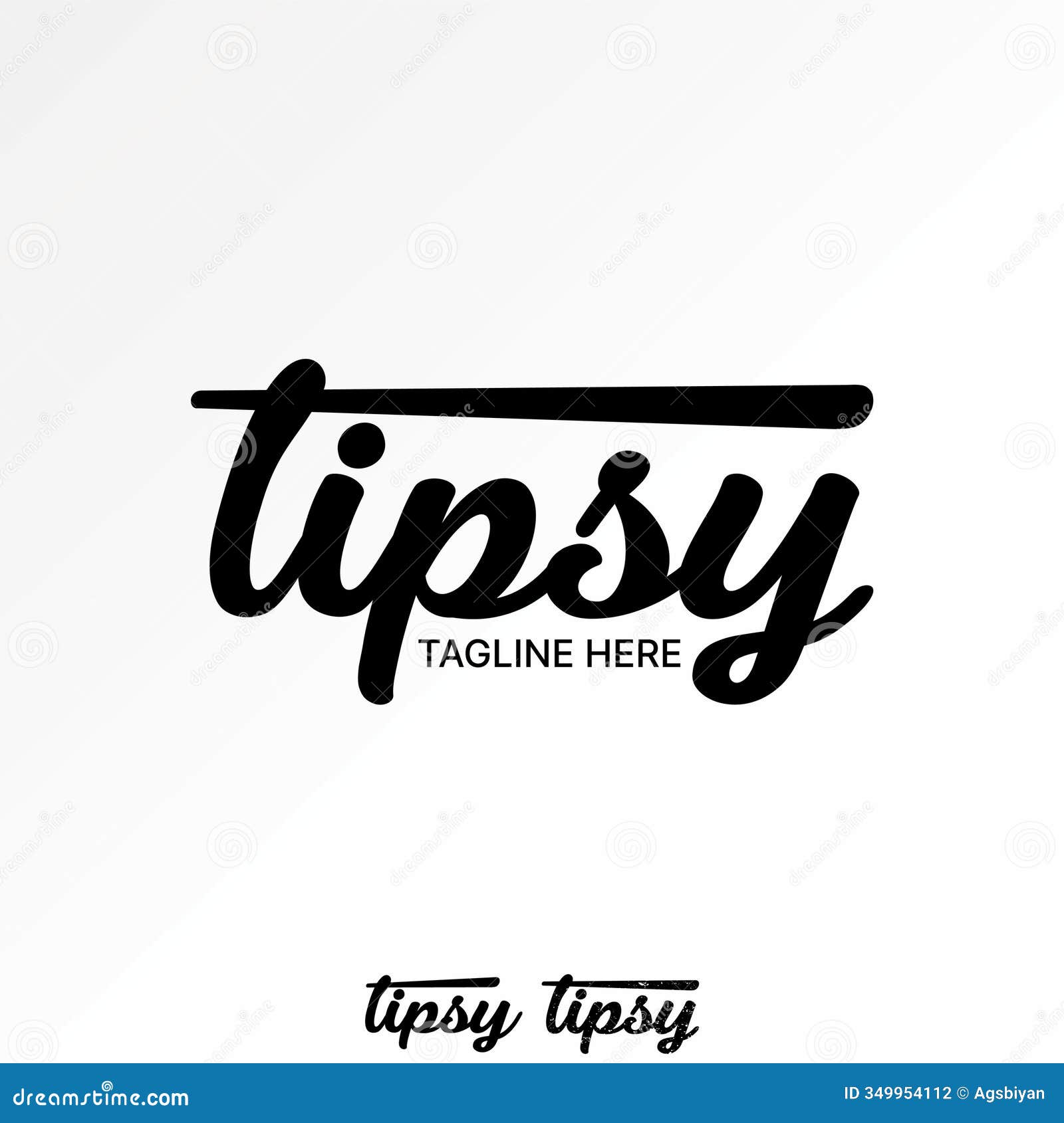 Text Word Tipsy Handwritten Font Club Nightlife Joy Monogram Typography ...