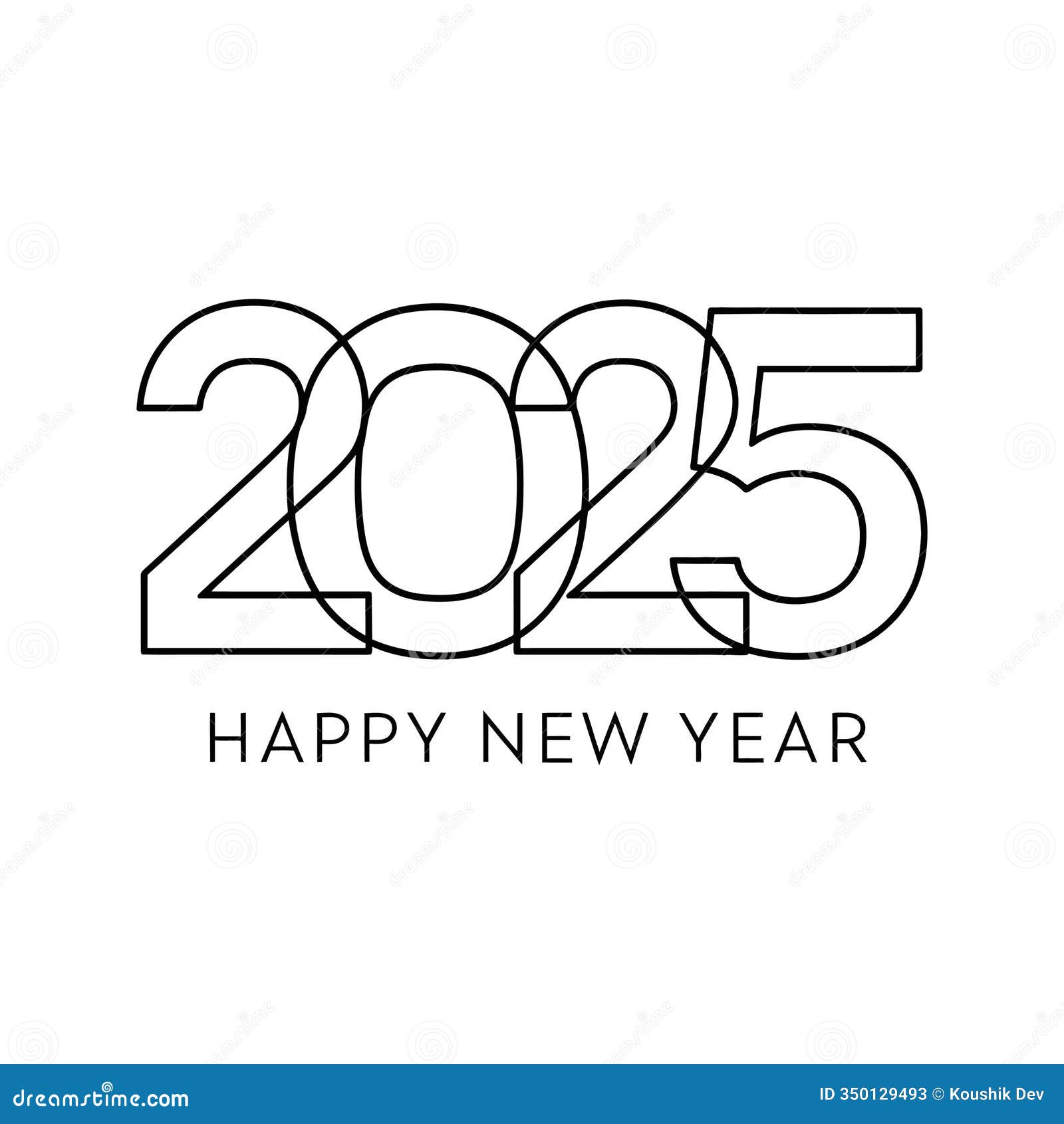 Minimalist 2025 New Year Outline Typography Design Stock Vector ...