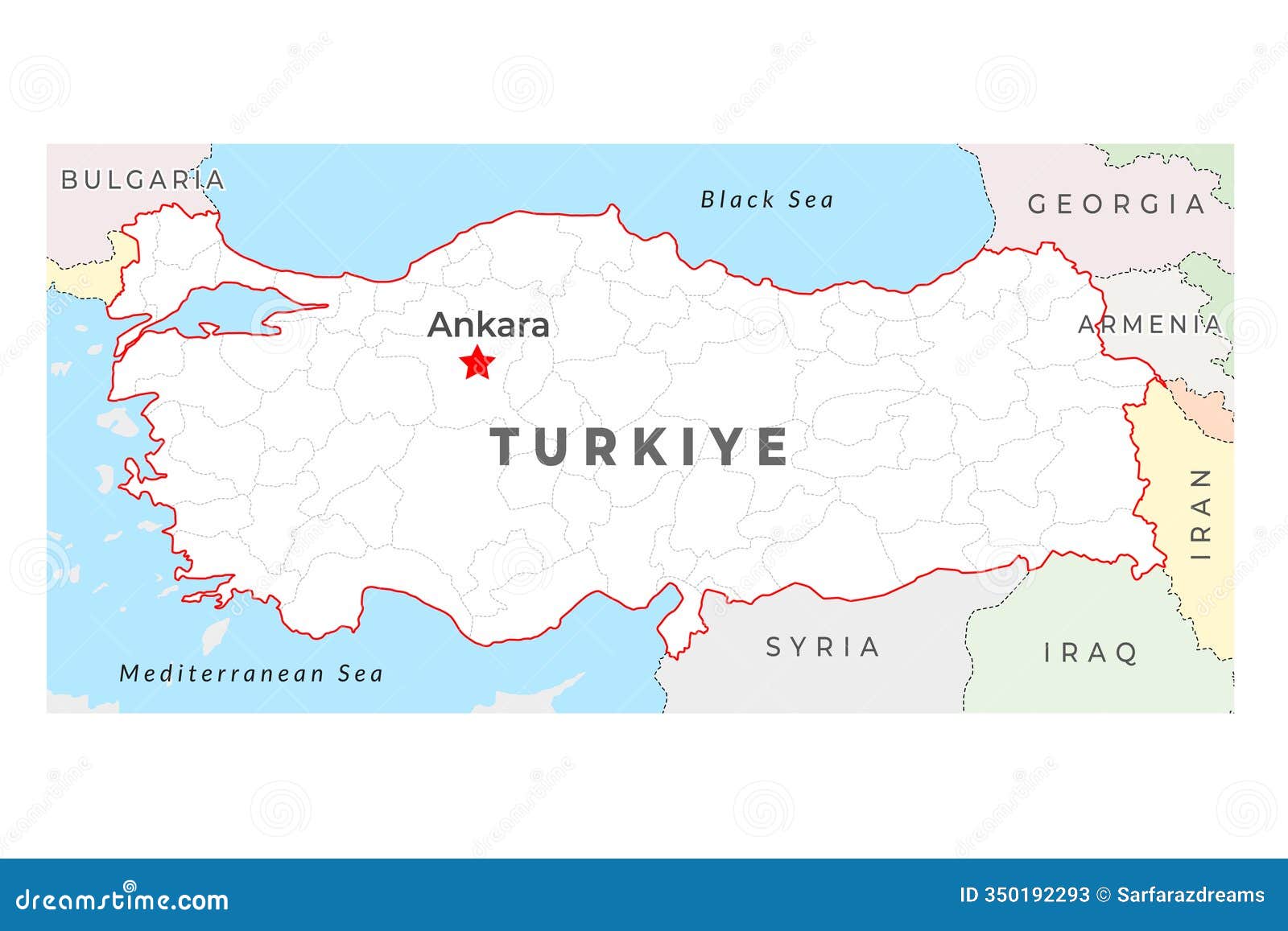 Turkey Political Map with Capital Ankara, Most Important Cities with ...