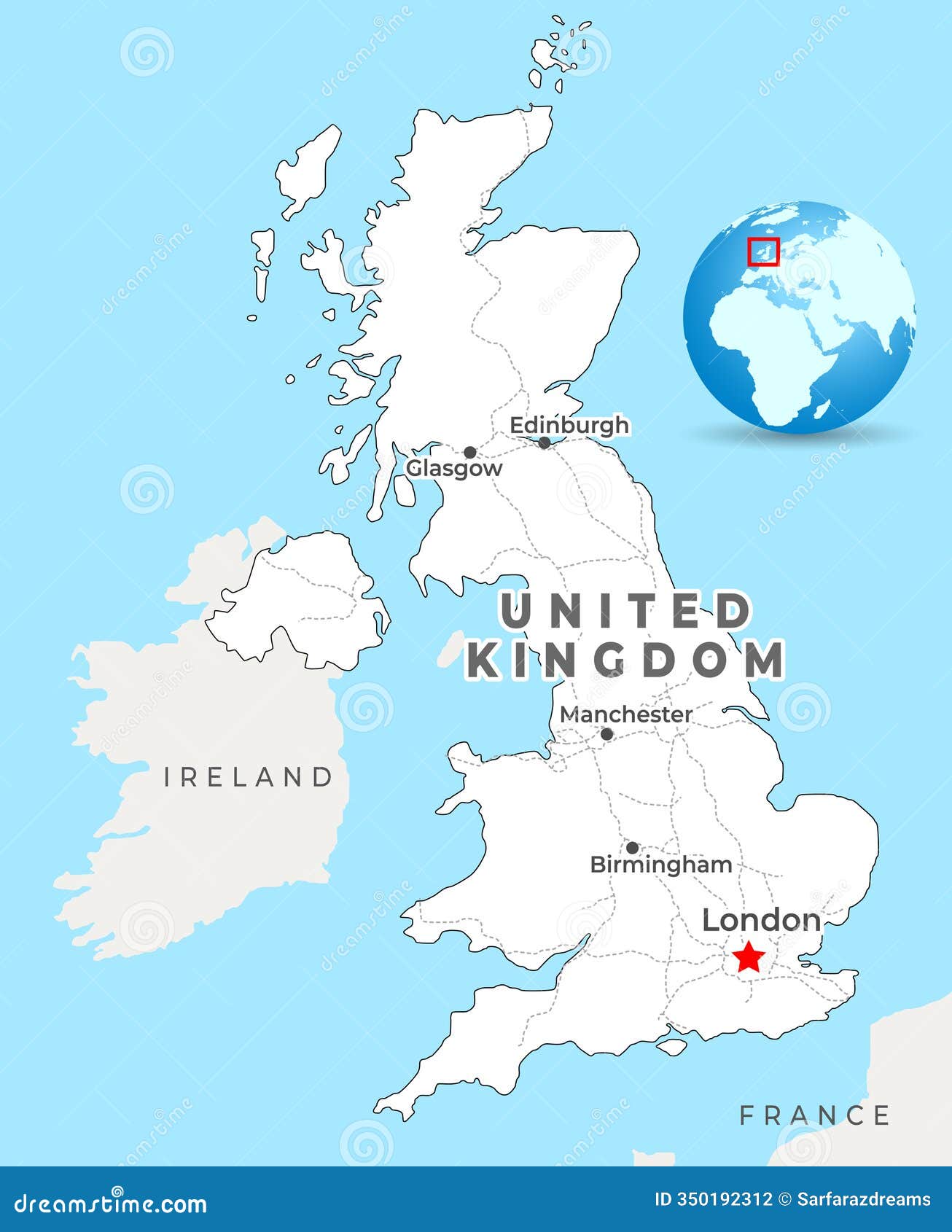 United Kingdom Map with Capital London, Most Important Cities and ...