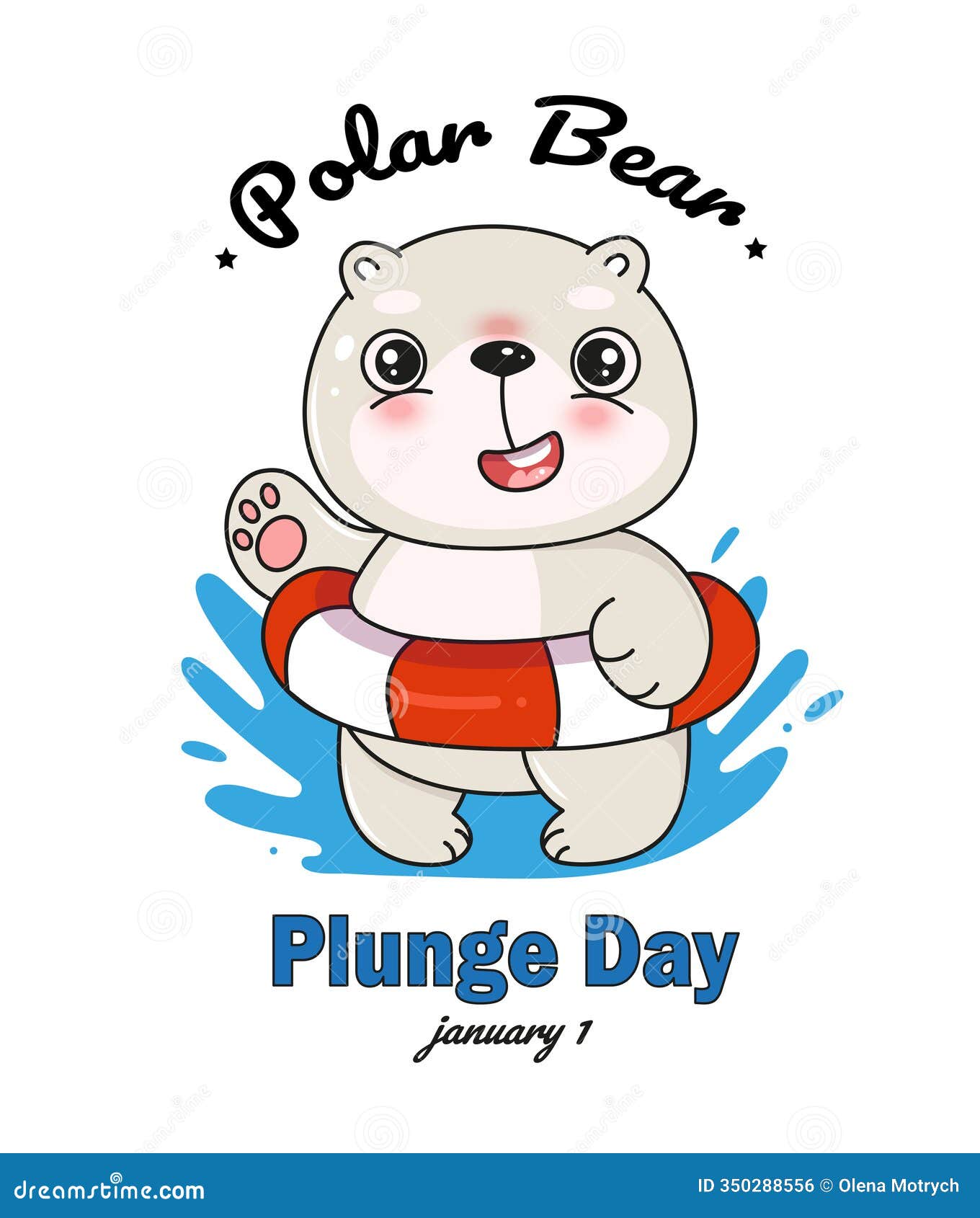 Polar Bear Plunge Day Banner, Greeting Card with Cute Cartoon White ...