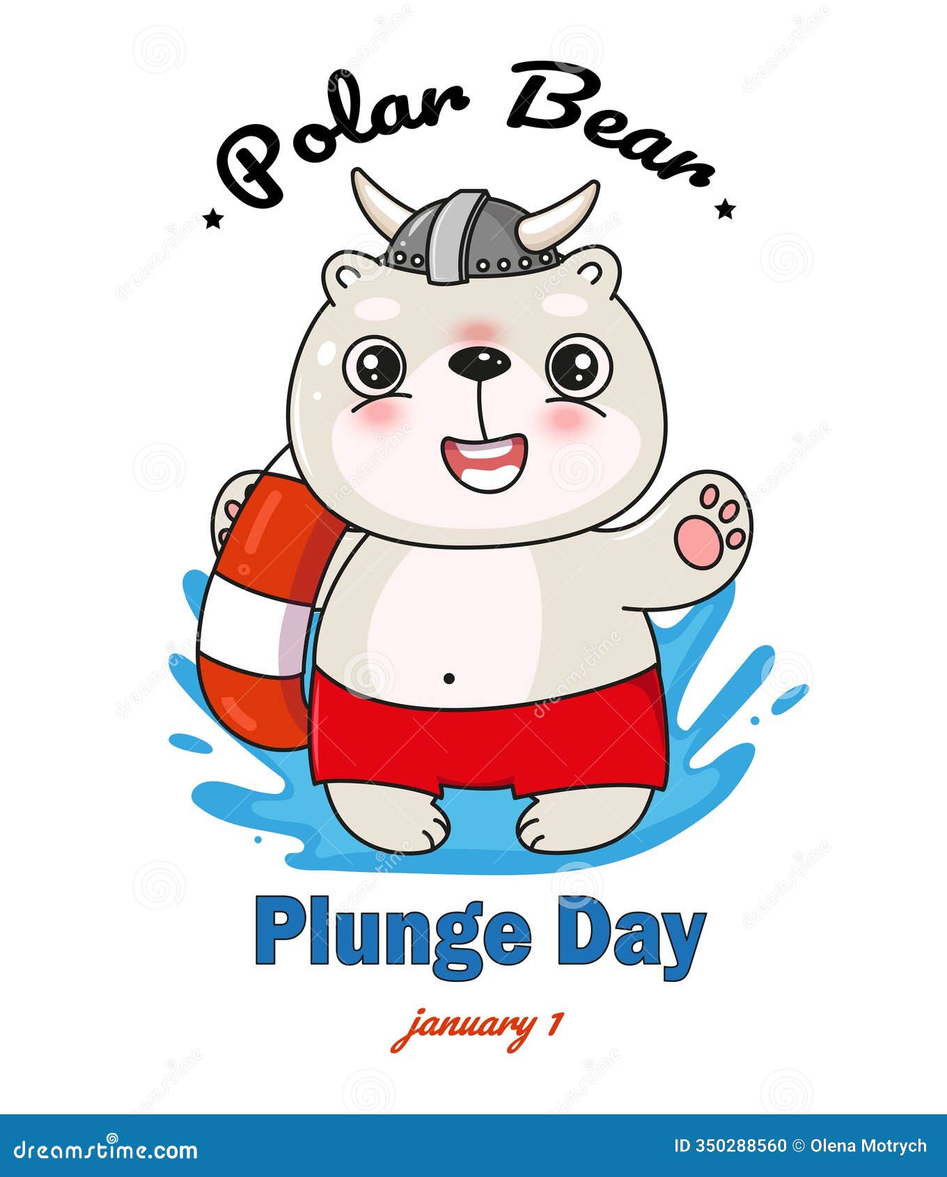 Polar Bear Plunge Day Banner, Greeting Card with Cute Cartoon White ...