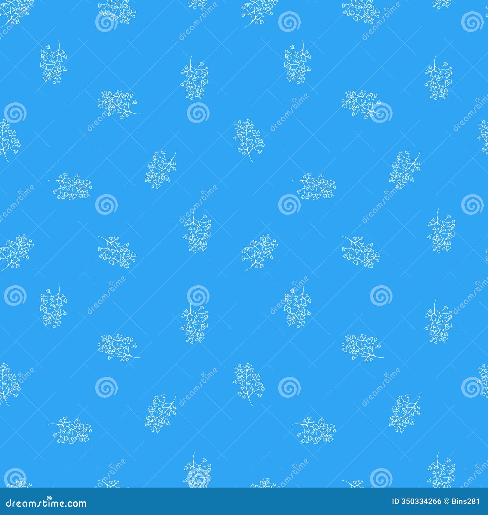 Simple Blue Background with White Plant. Stock Vector - Illustration of ...