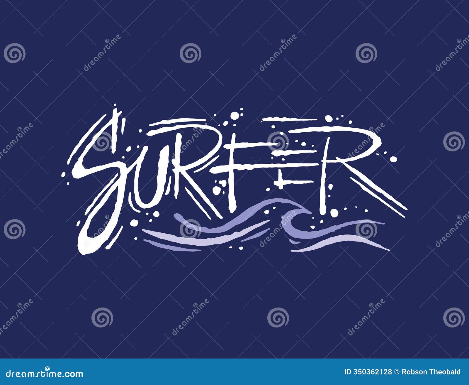 Surfer and Waves Lettering. Stock Illustration - Illustration of ...