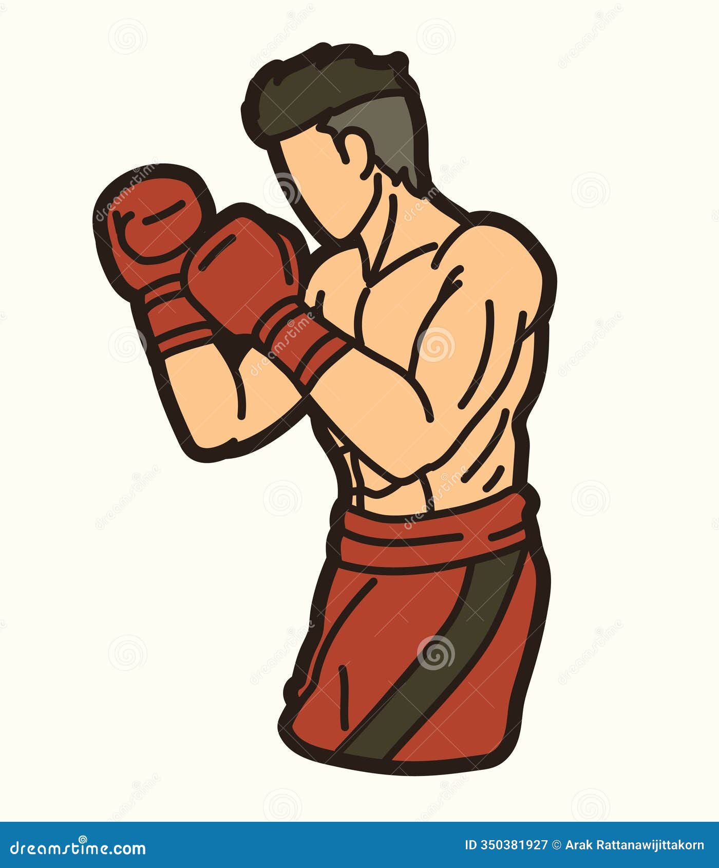 Boxing Sport Fighter Action Kickboxing Muay Thai Cartoon Graphic Stock ...