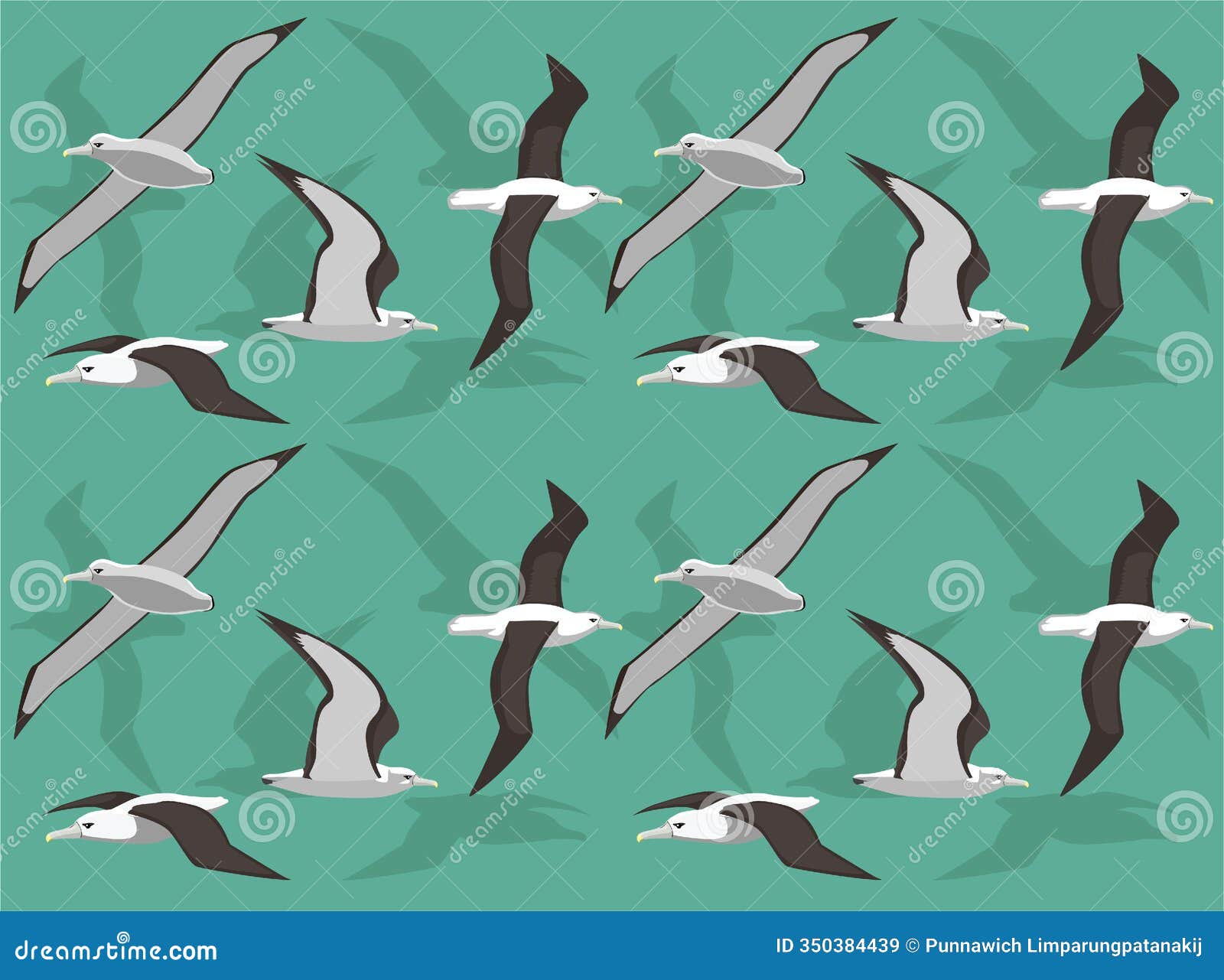 Albatross Seabird Flying Cartoon Character Seamless Wallpaper ...