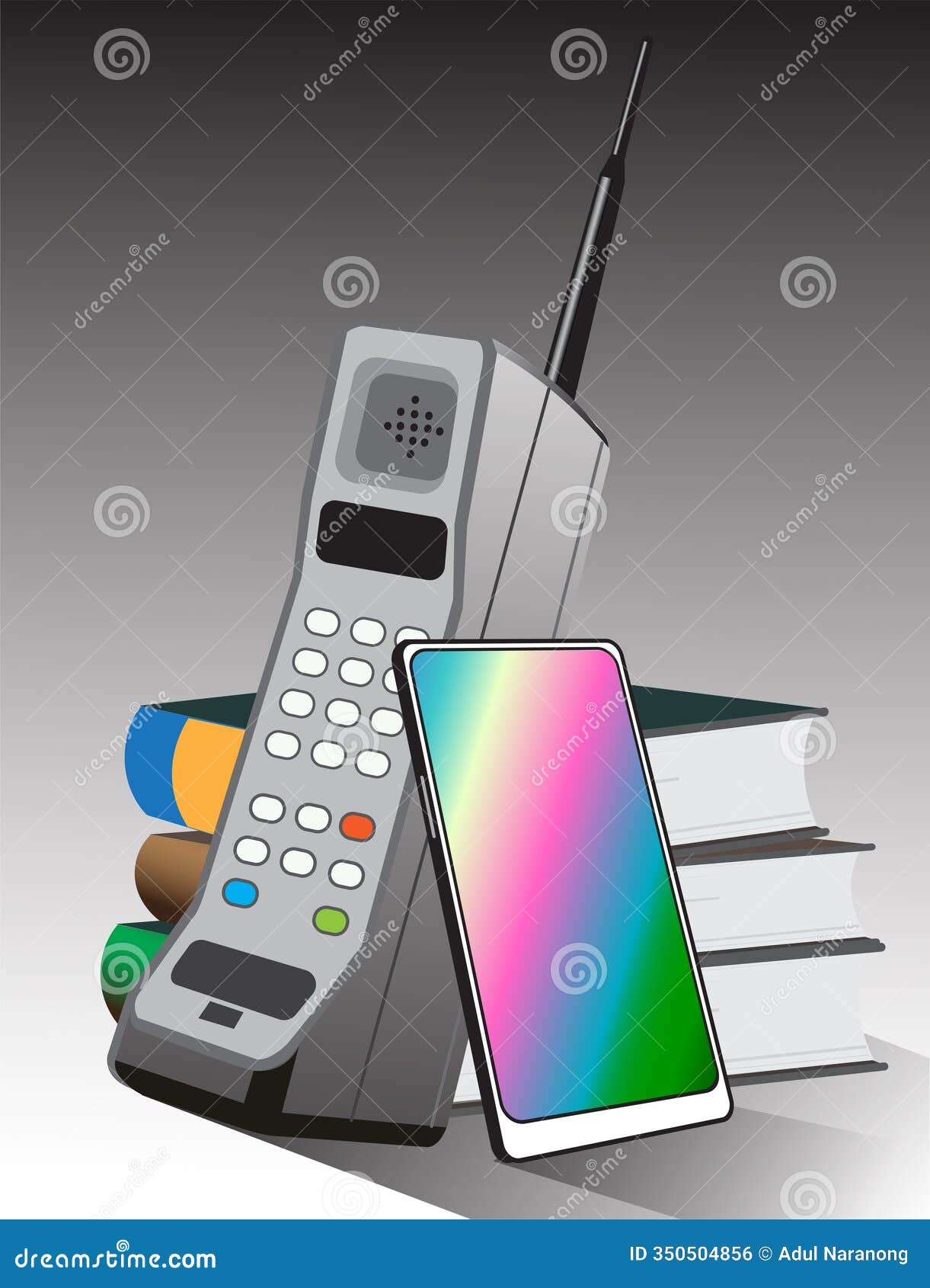 Mobile phone 2 eras, stock illustration. Illustration of technology ...