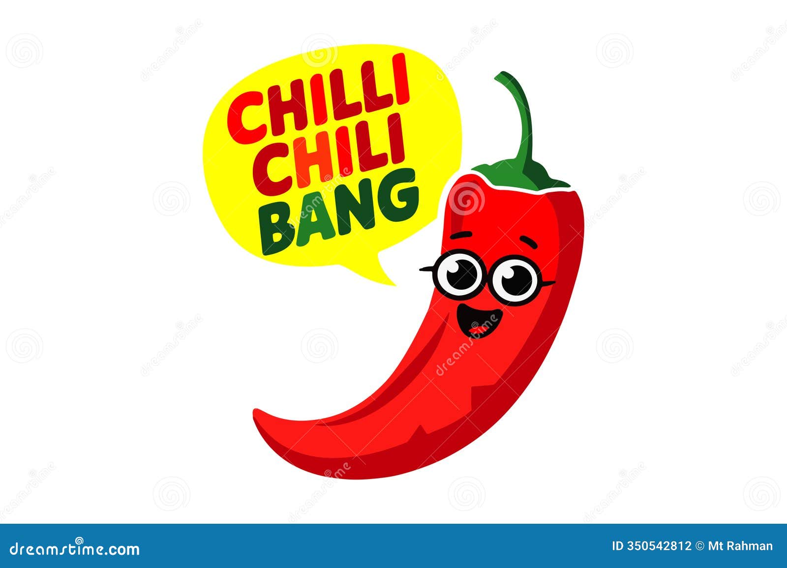 Cute Chili Pepper with Big Eyes and a Smile with the Text "Chilli Chili ...