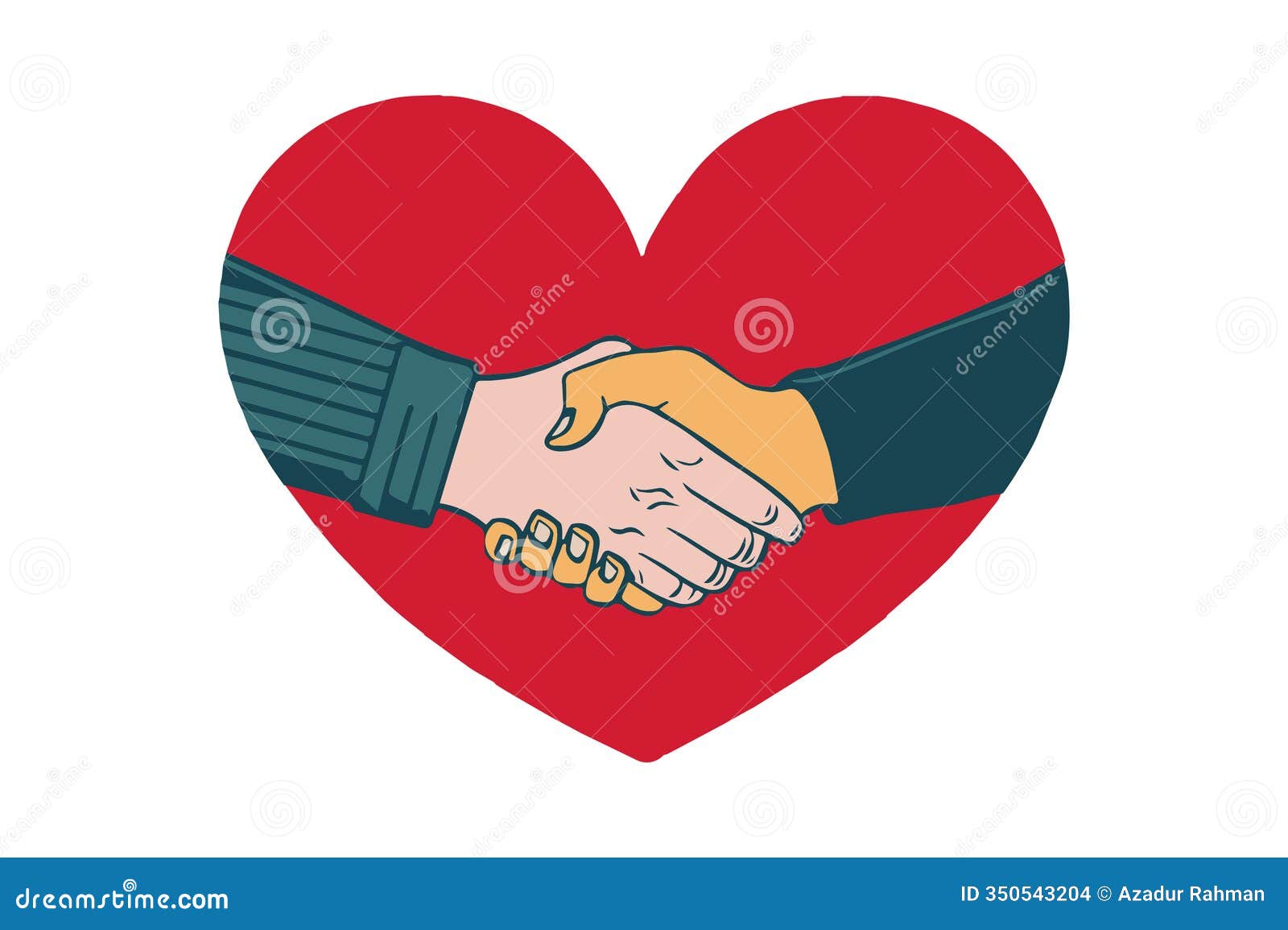 Two Friends Shaking Hands Inside a Love Shape Vector Art Illustration ...