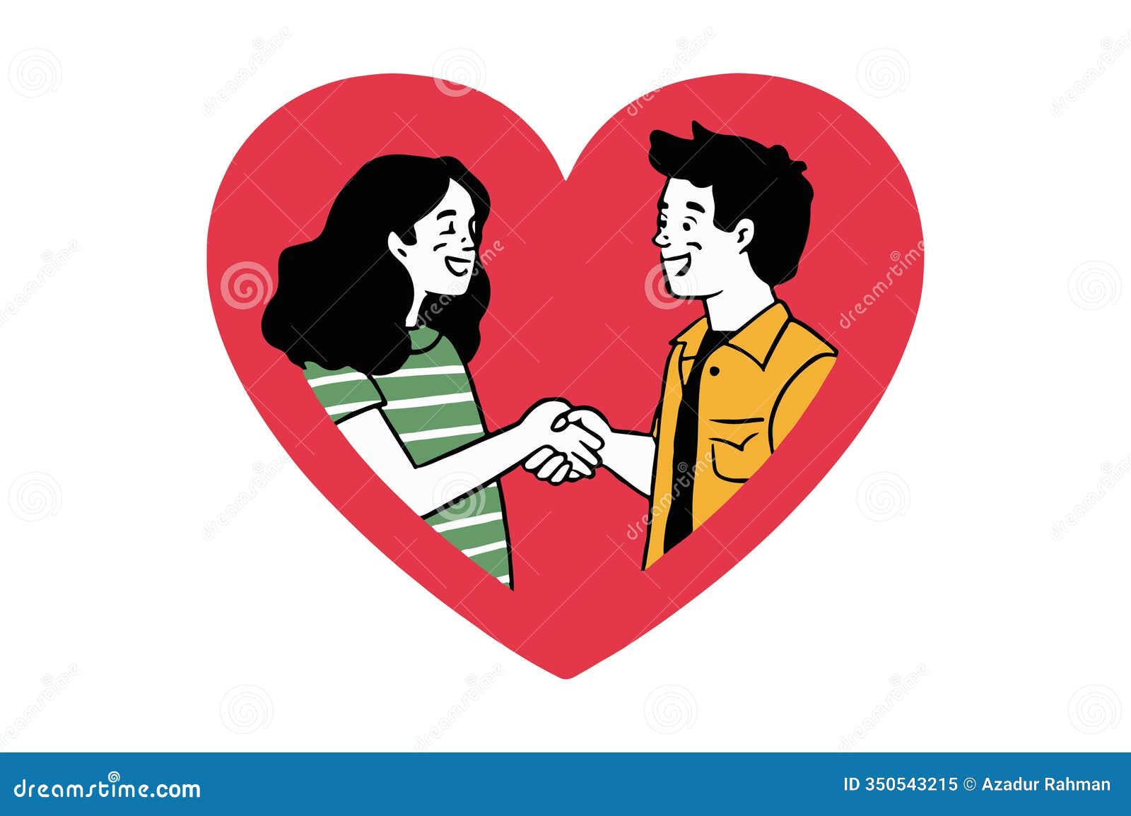 Two Friends Shaking Hands Inside a Love Shape Vector Art Illustration ...