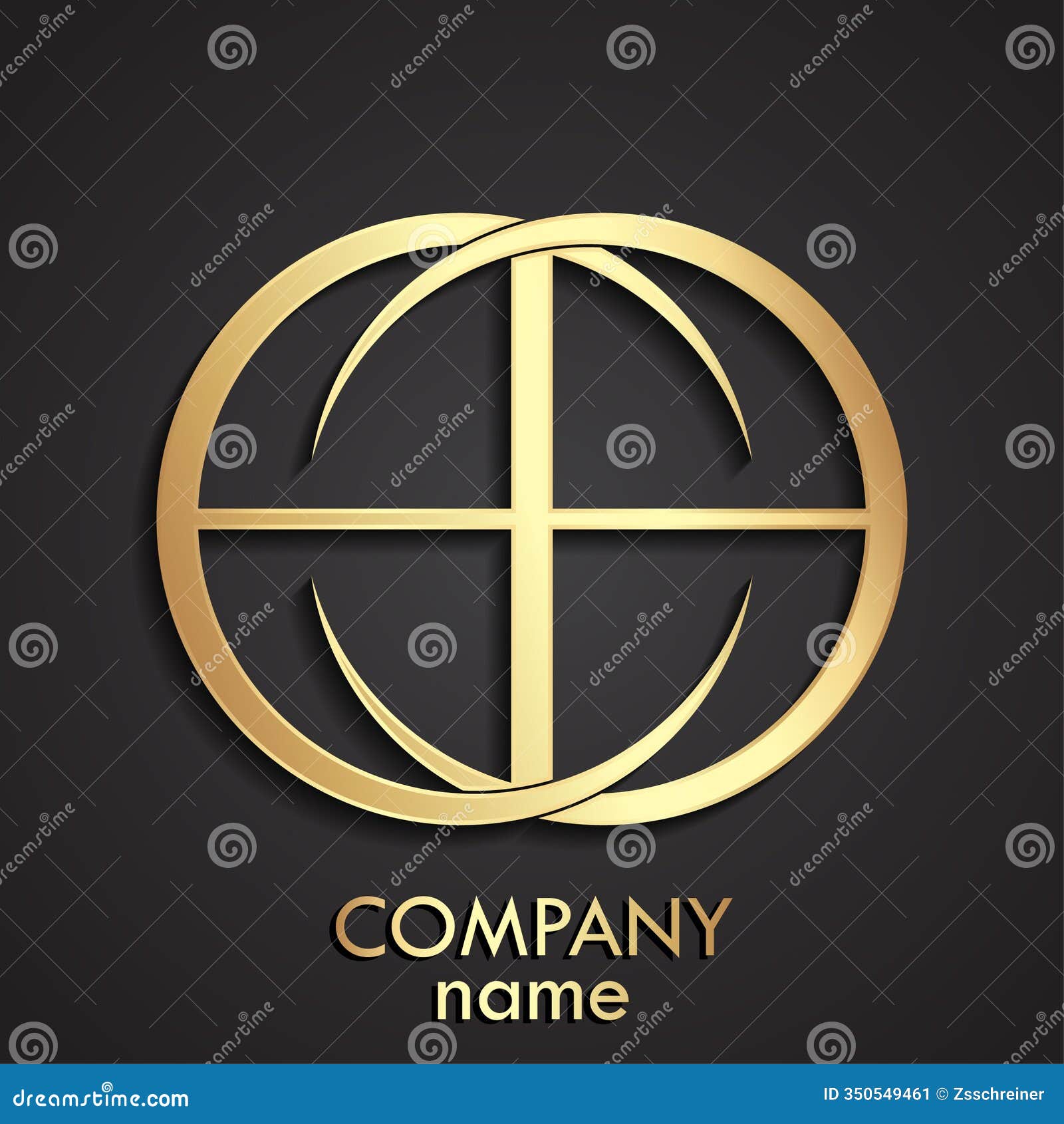 Gold Double Circle Linear Geometric Logo Design Stock Vector ...