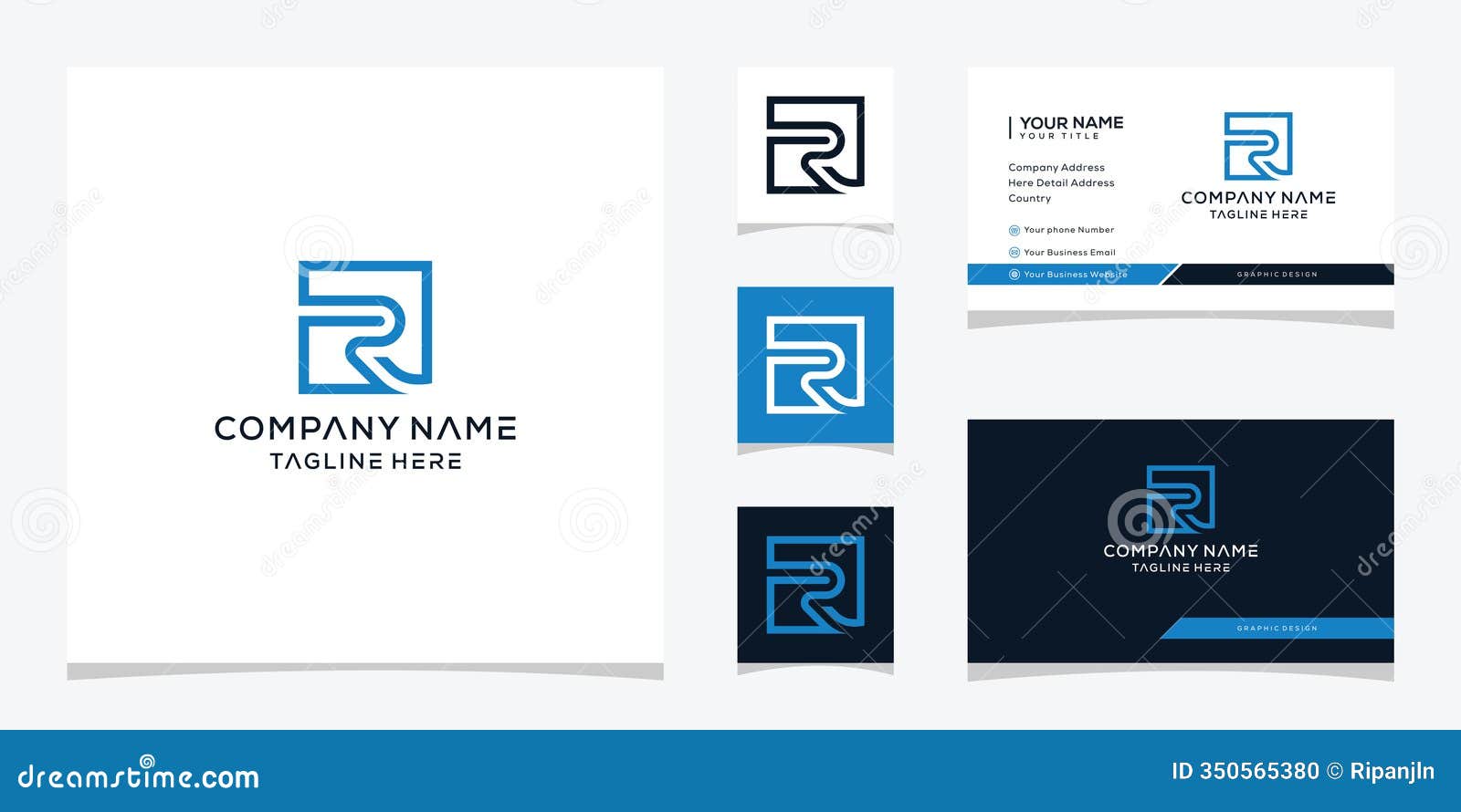Letter R Square Business and Technology Logo Design, Business Card ...