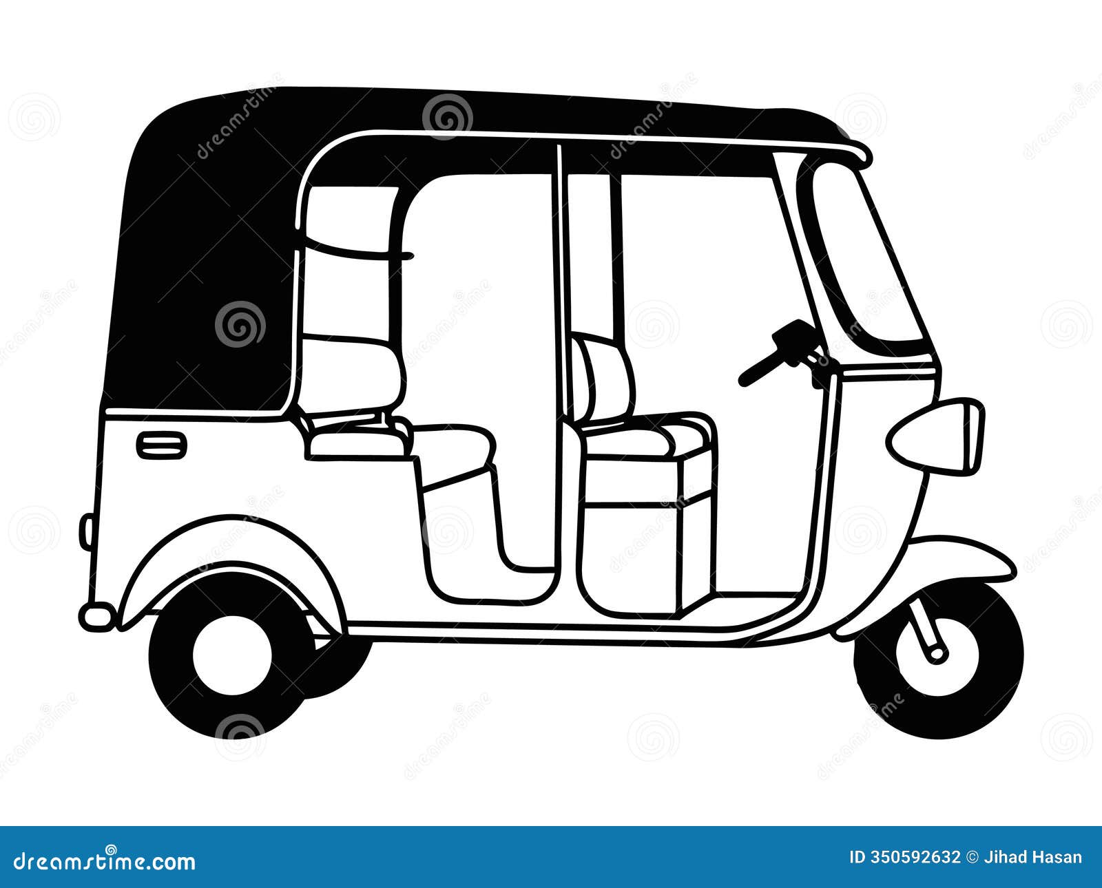 Auto Rickshaw Line Art Silhouette Vector Stock Vector - Illustration of ...