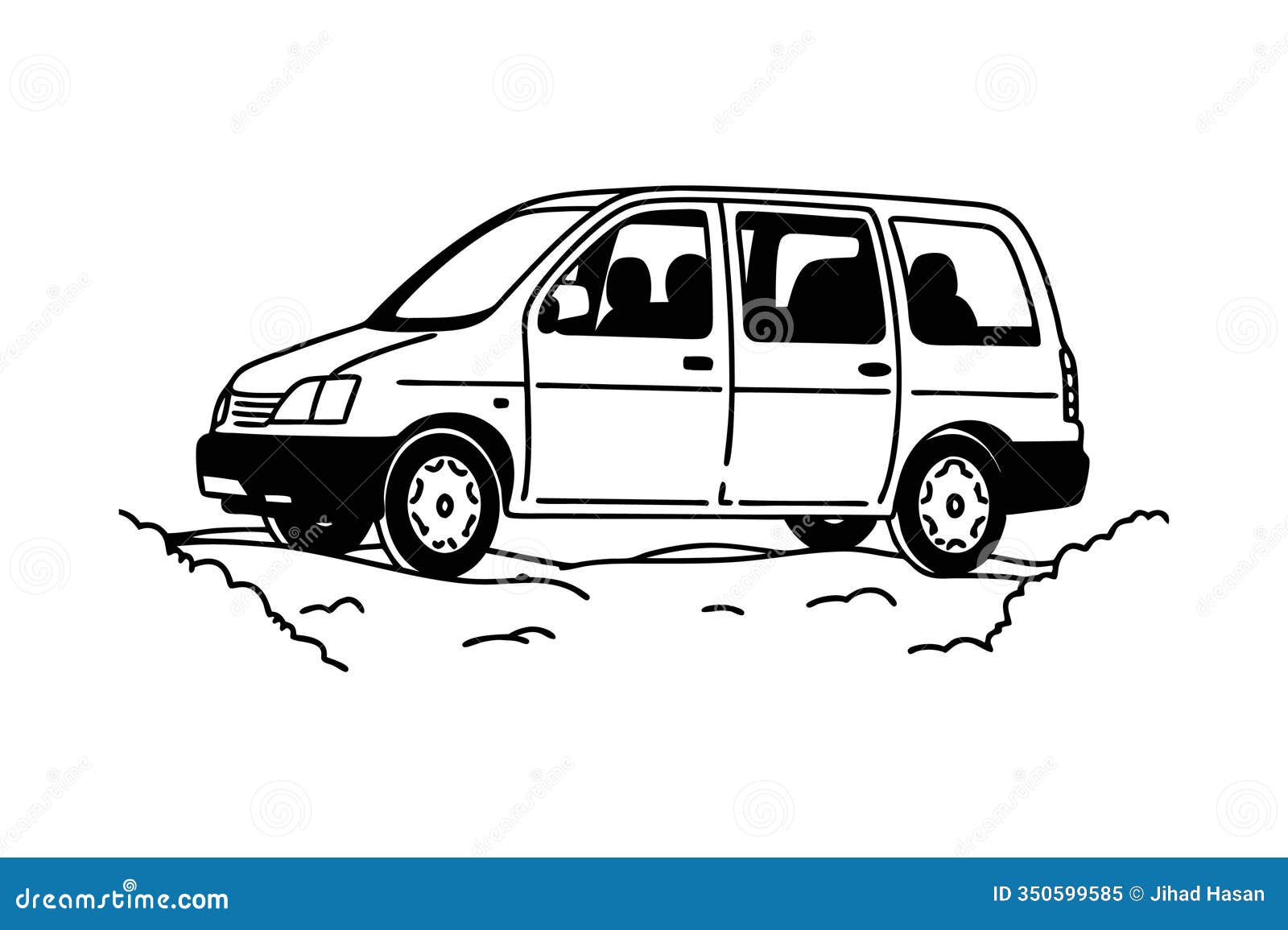 Auto Van Line Art Silhouette Vector Stock Vector - Illustration of line ...