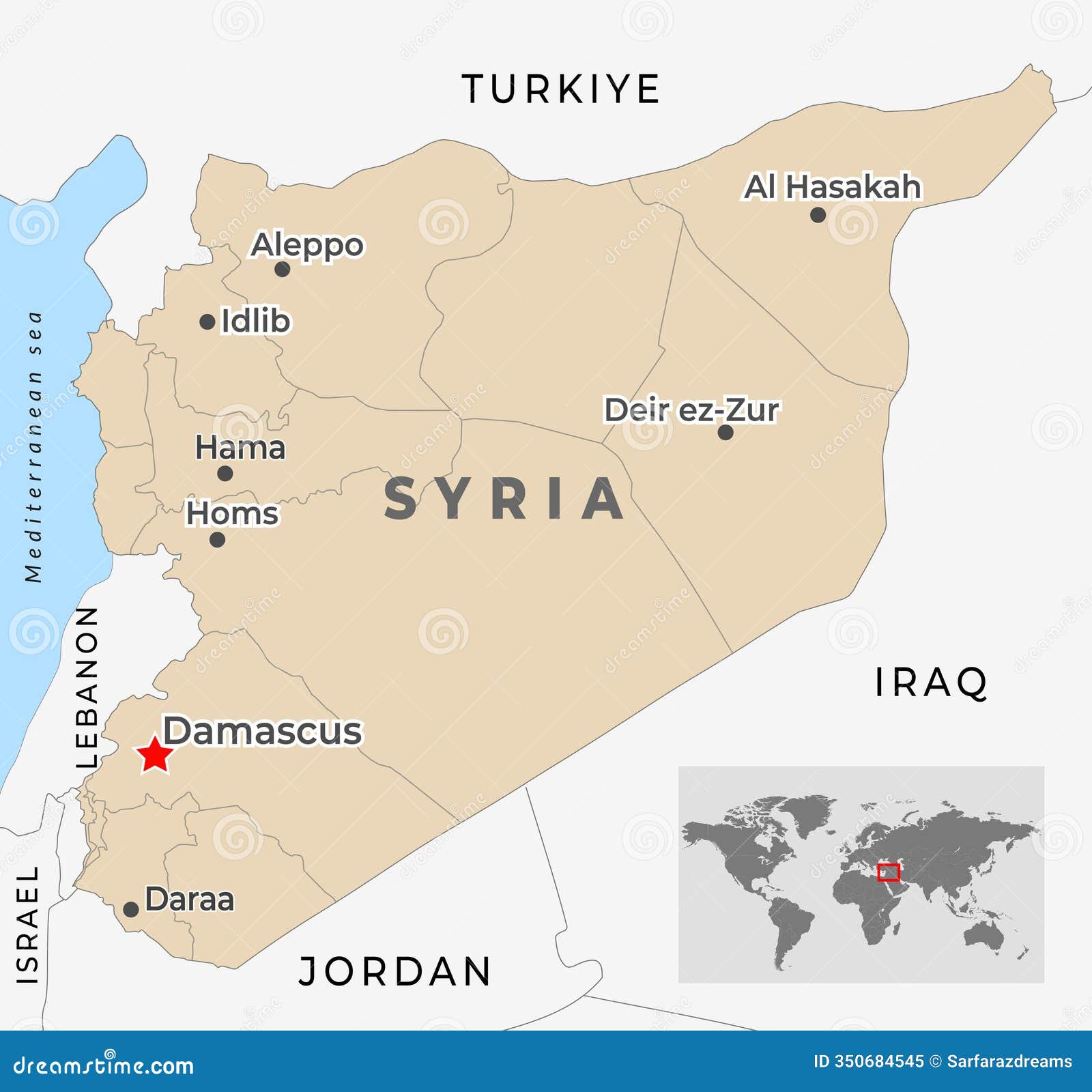 Political Map Of Syria On White Background Cartoon Vector ...