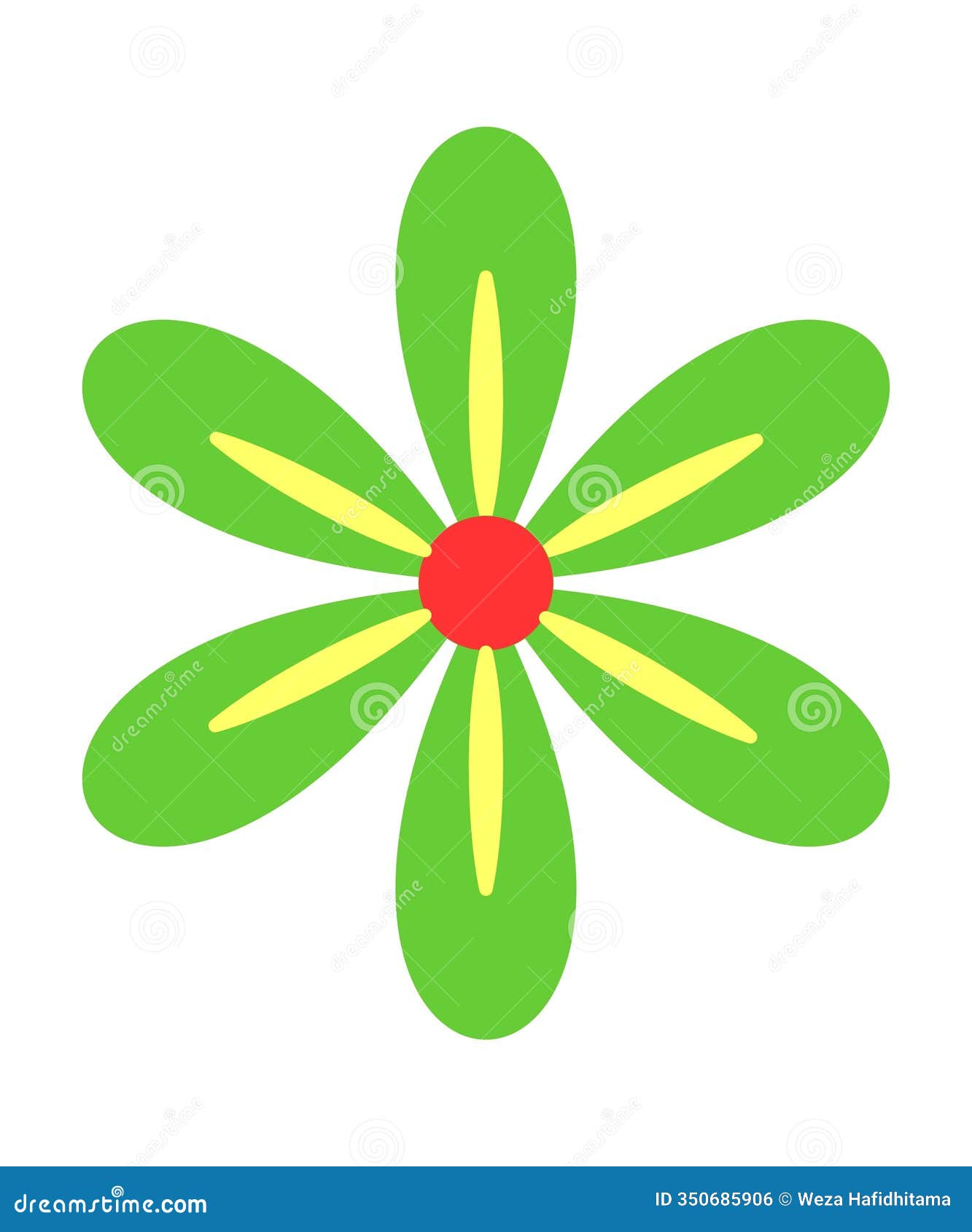 Minimalist Green Flower with Red Center Stock Illustration ...