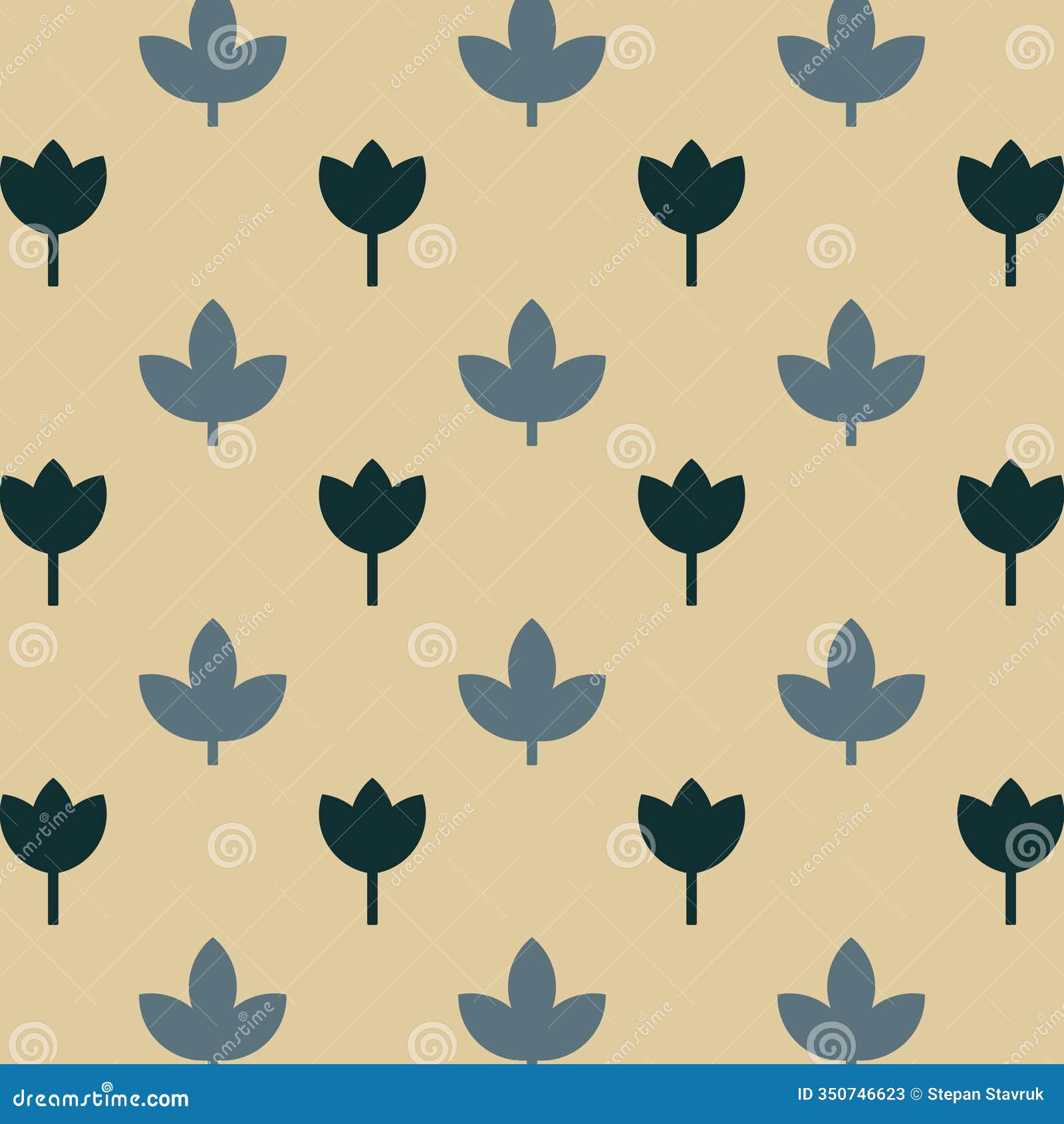 Patern Lily Leaves Retro Colors Minimalism Template Background Stock ...