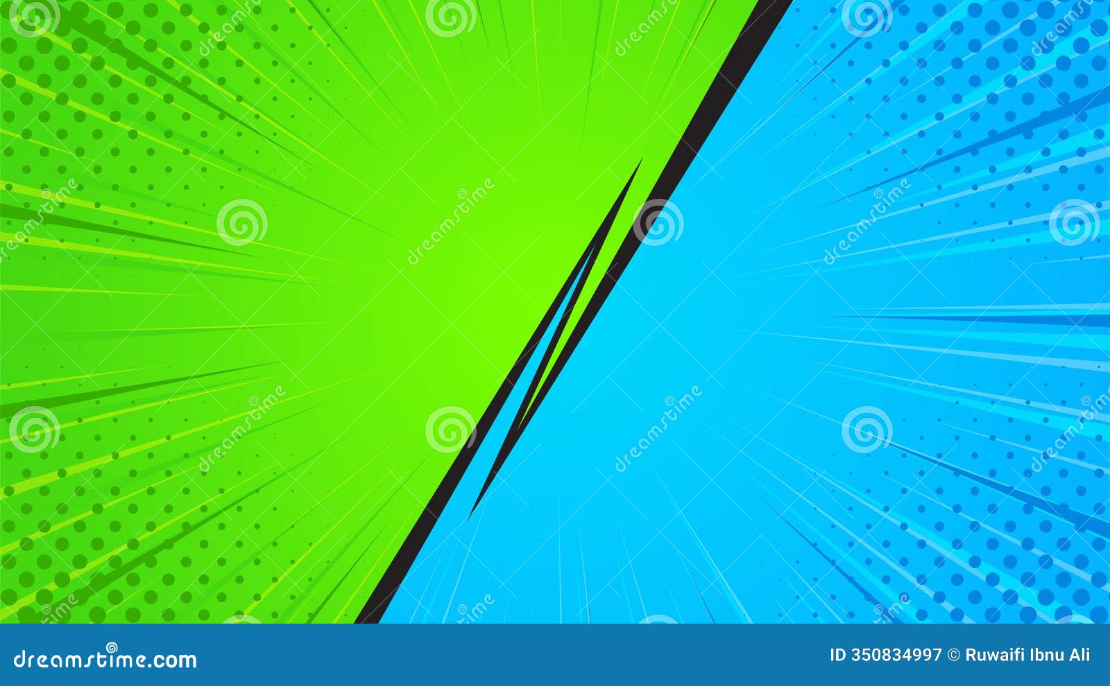 Bright Green and Blue Comic Cartoon Background. Abstract Pop Art Comic ...