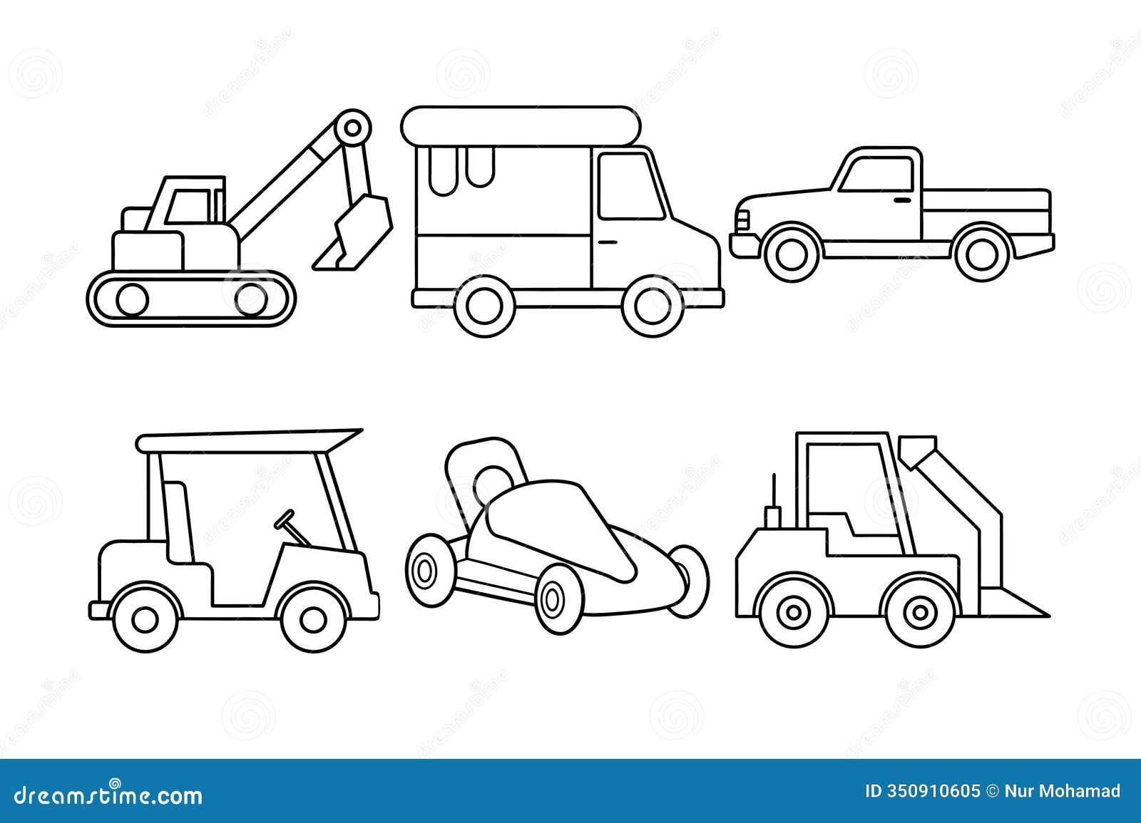 A Set of Vehicles Line Art Vector Illustration Stock Illustration ...