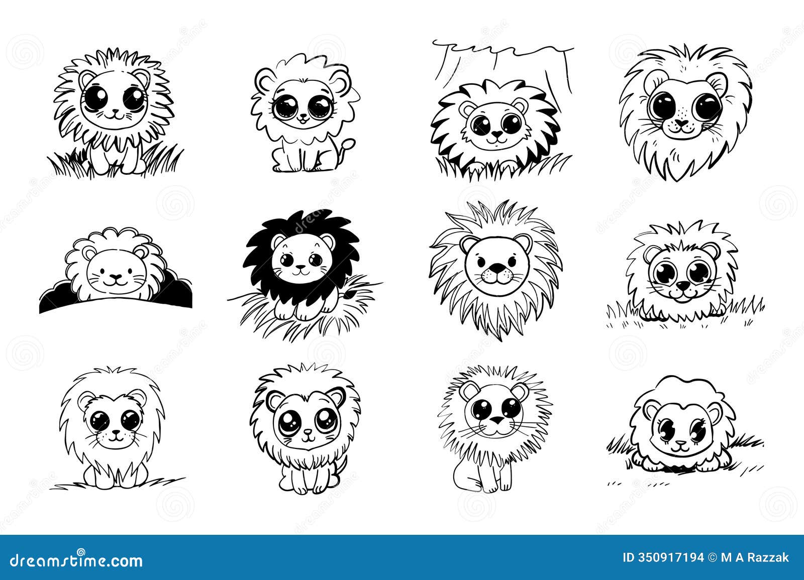 Adorable Lion Head Set Pencil Art. a Blend of Creativity and Charm ...