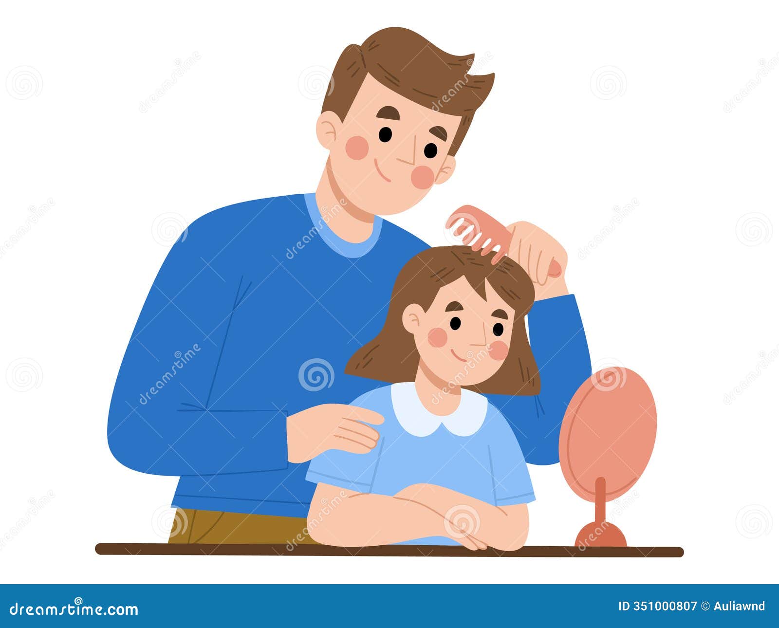 Illustration of Good Parenting, Father Taking Care of Daughter, Family ...