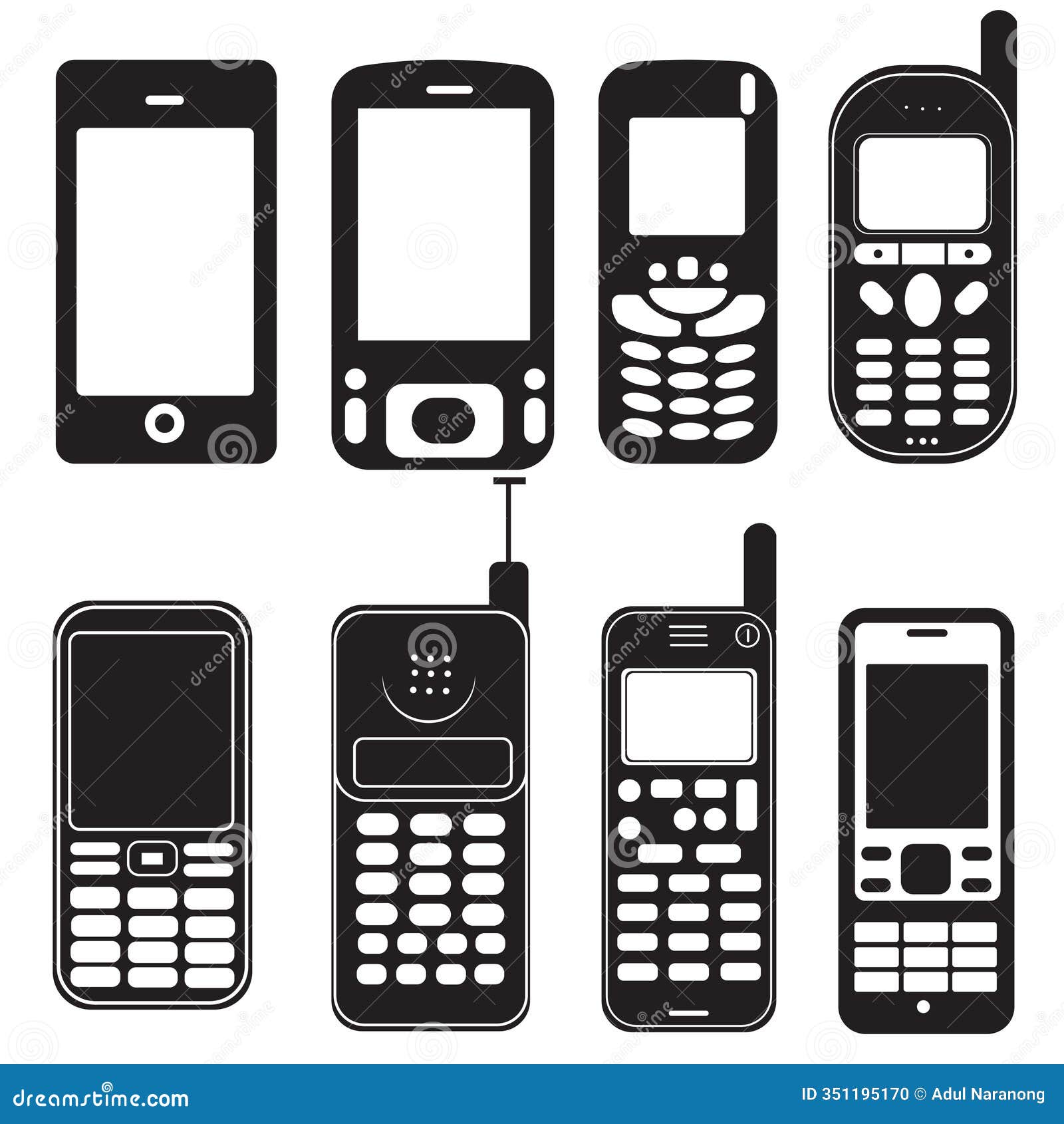 Mobile phone shadow set stock vector. Illustration of device - 351195170