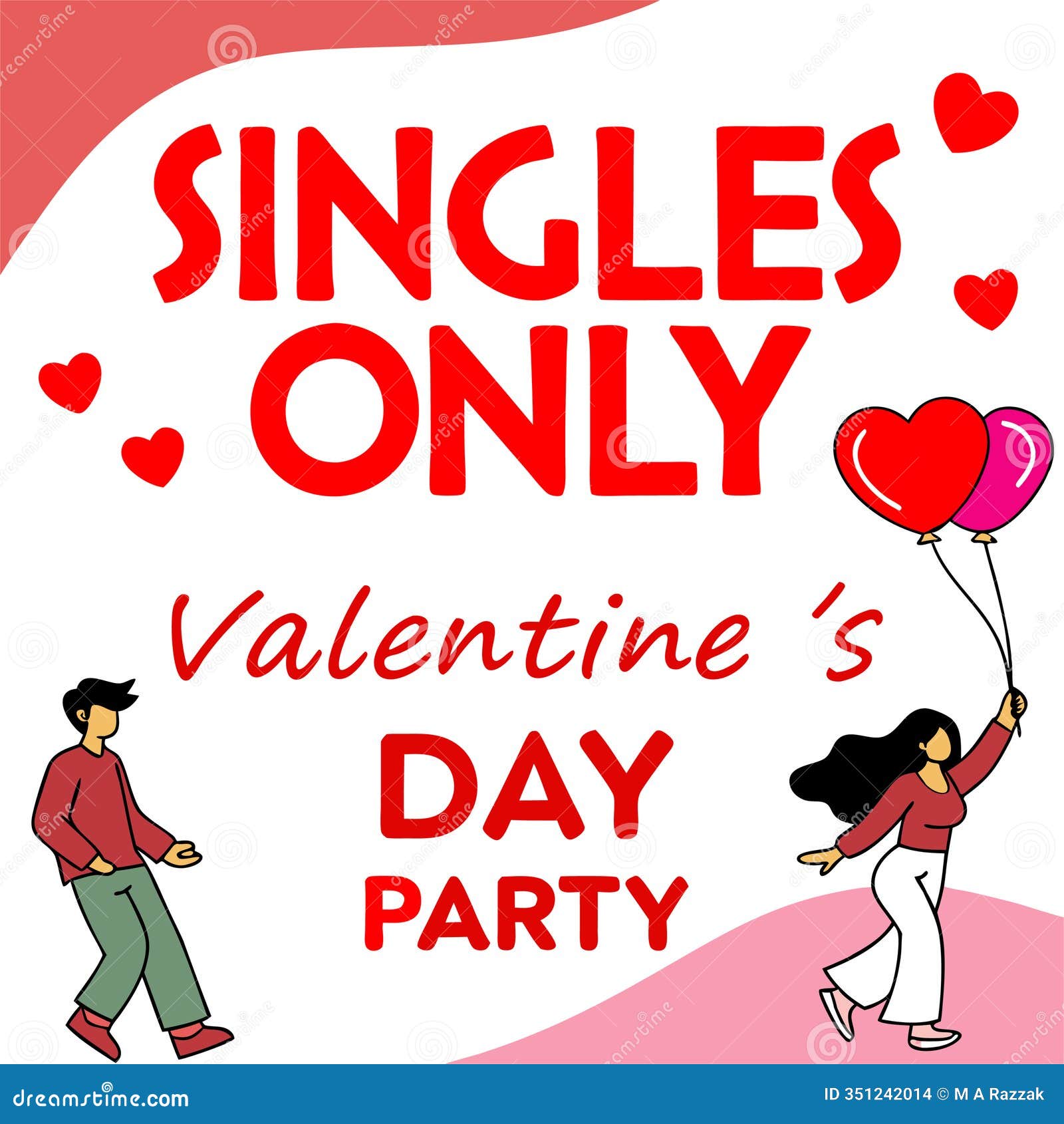 Singles only Valentine S Day Party Poste Stock Illustration ...