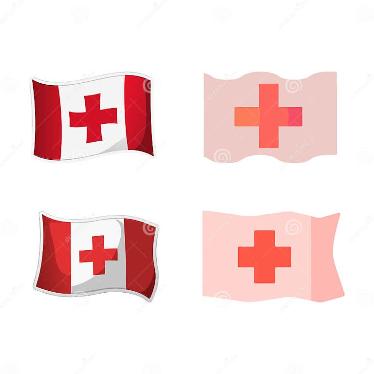 A Set of Flags with a Red Cross Design. Four Variations of Flags ...