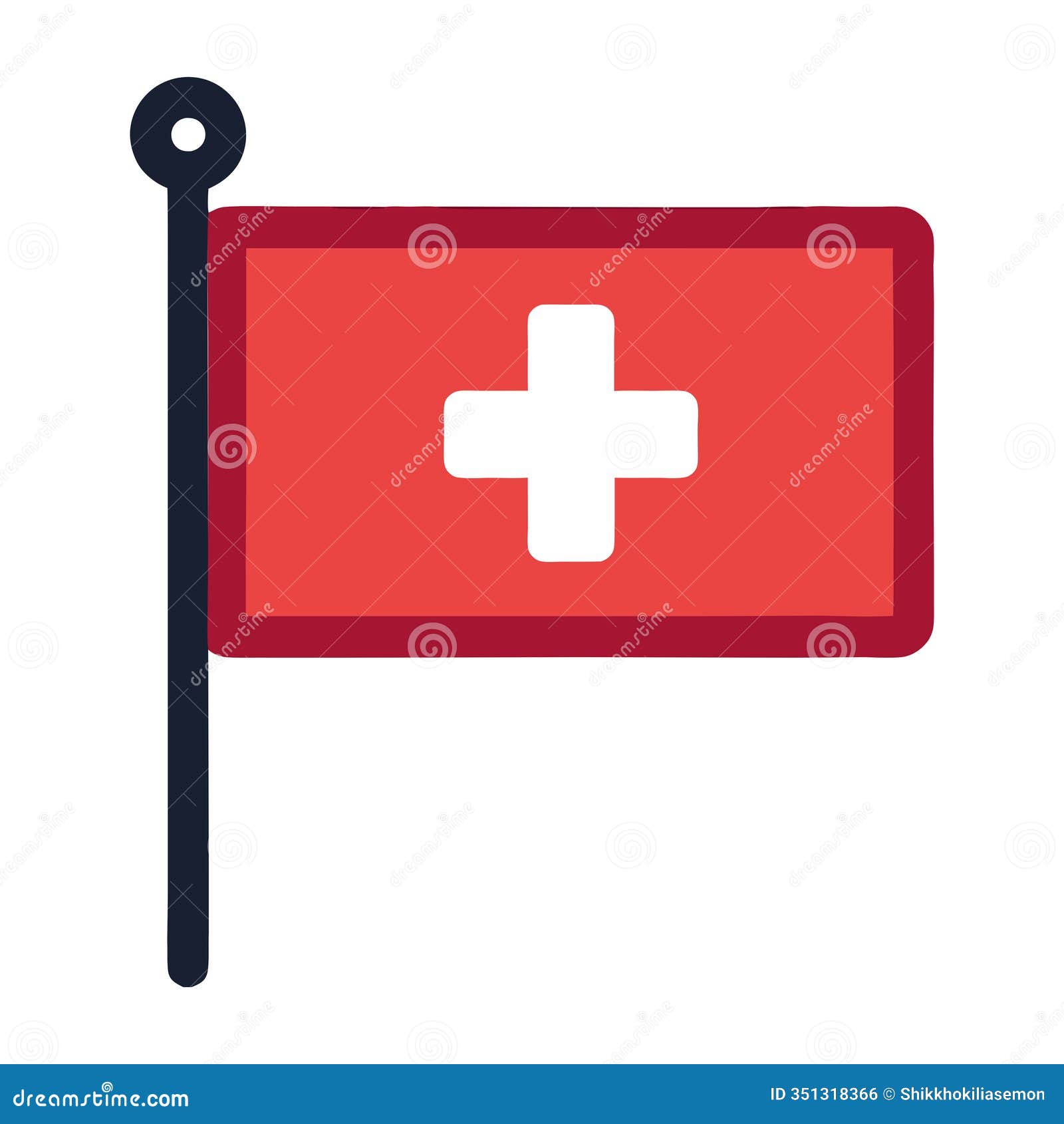 A Red Flag with a White Cross Design. Minimalist Illustration of a Flag ...