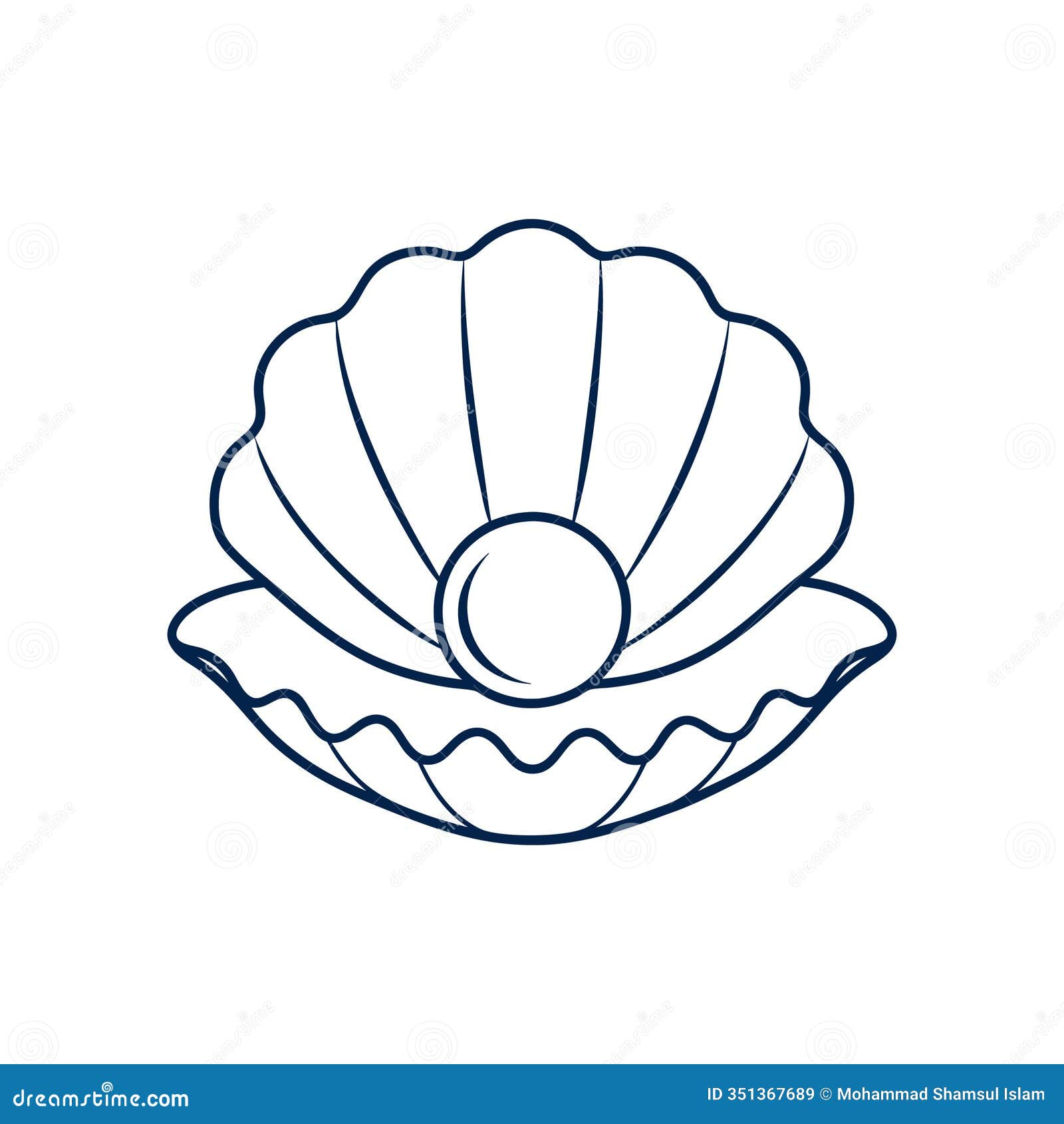 Minimalist Pearl and Shell Line Art Stock Illustration - Illustration ...