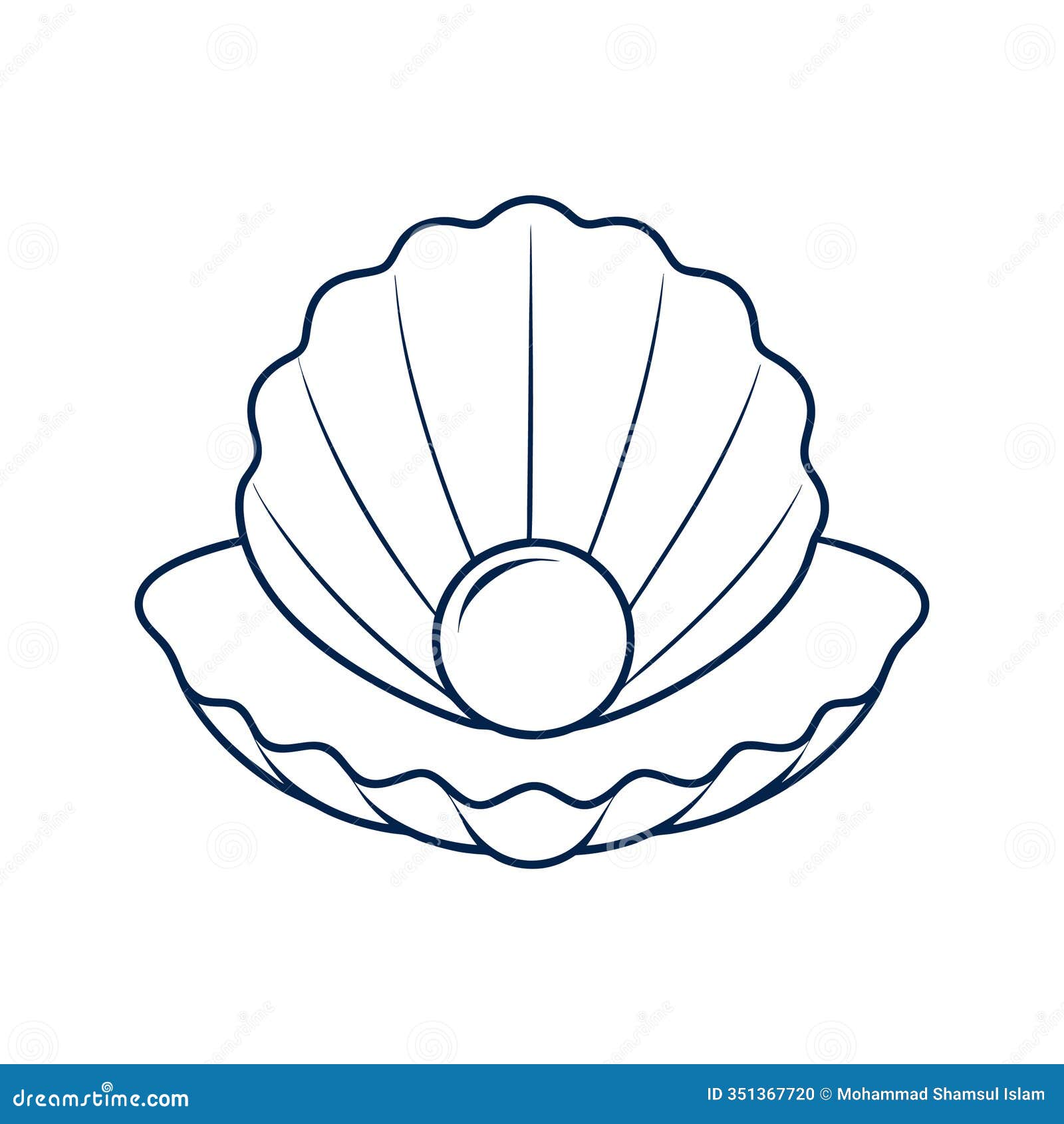 Minimalist Pearl and Shell Line Art Stock Illustration - Illustration ...