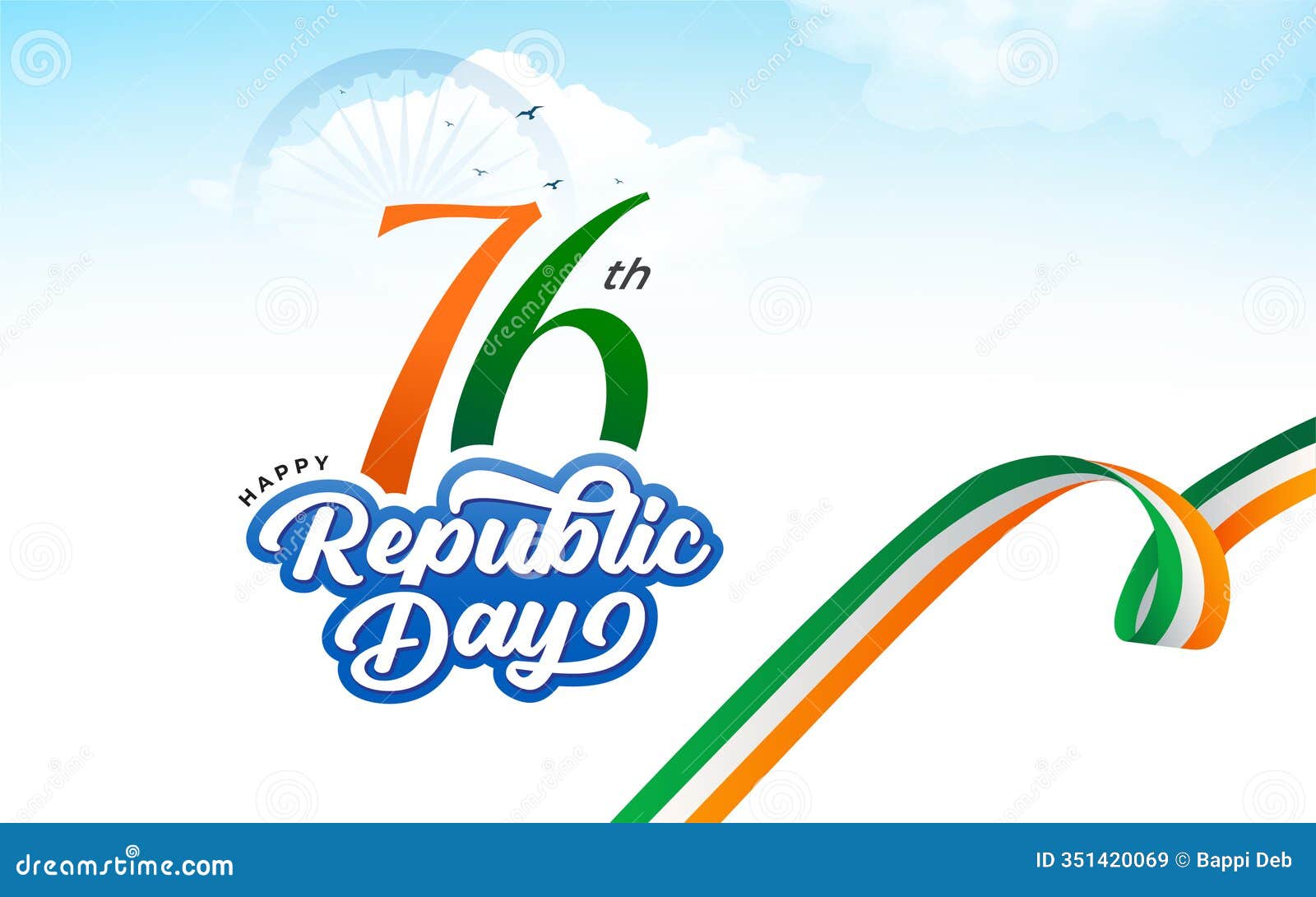 76th Republic Day Background Design Template Illustration, Indian ...